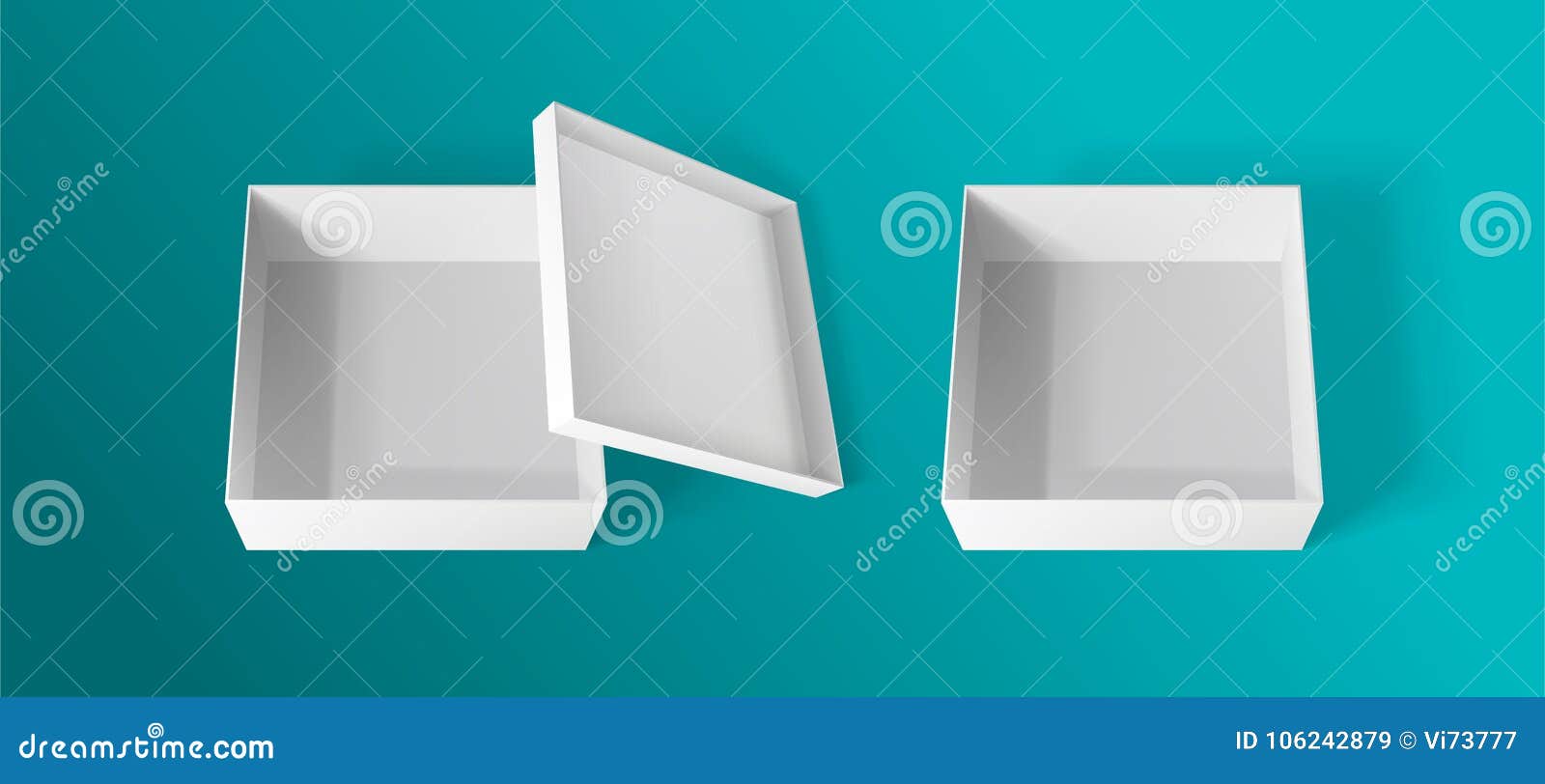 Paper Box Mockup, Top View of Empty Open Box. Vector Illustration ...