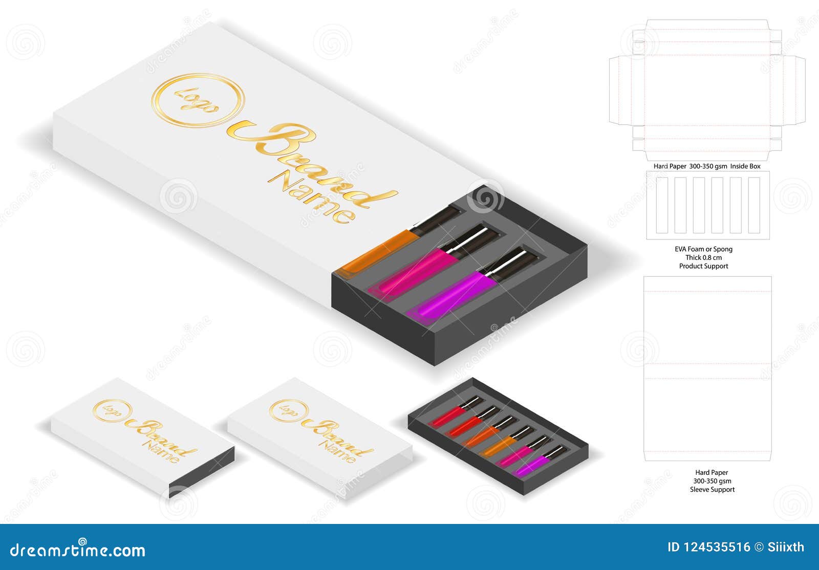 Paper Box Shape for Lipsticks Package Dieline Stock Vector ...