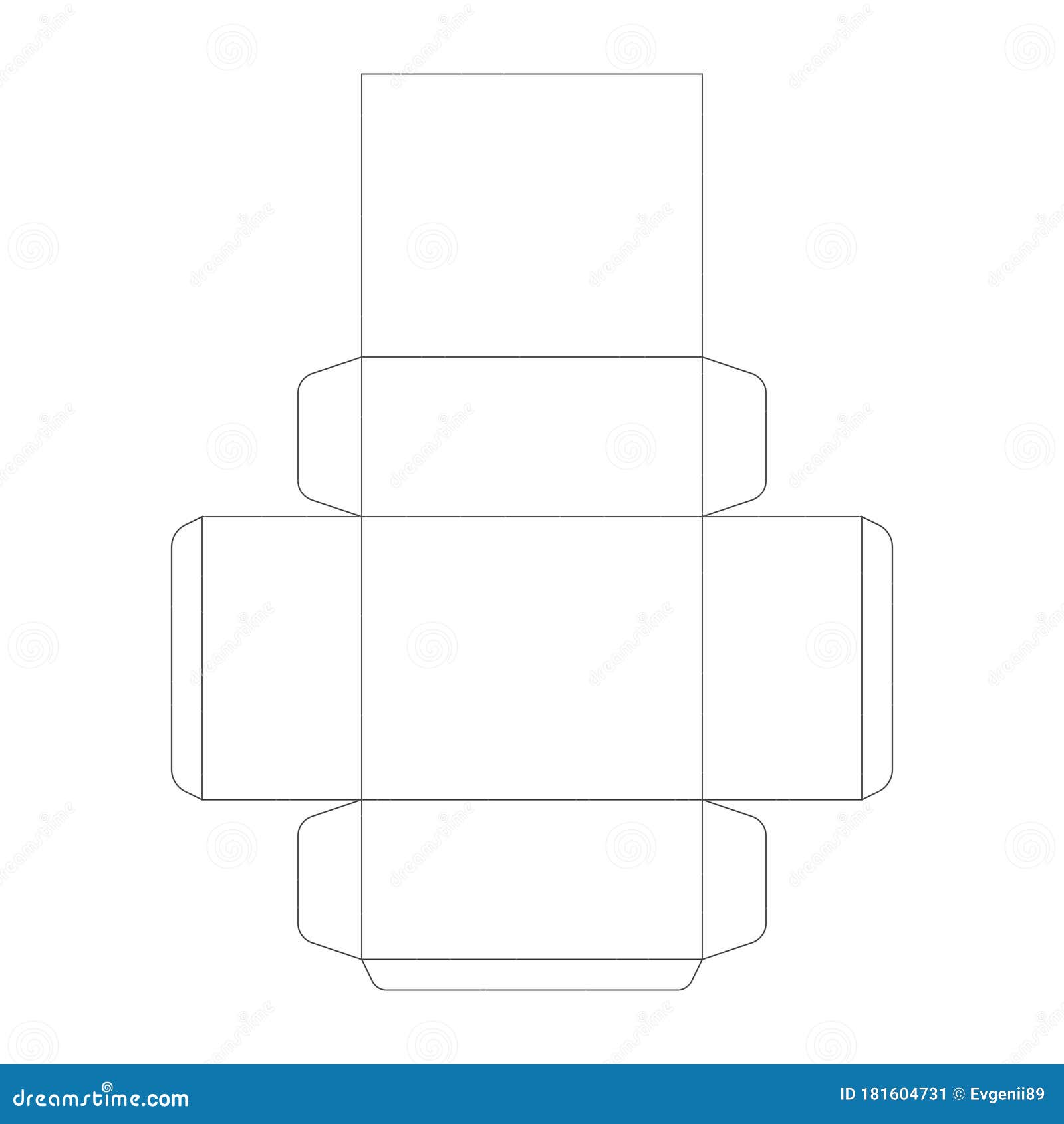 Paper Box Template, Prism Trim Scheme on White Stock Vector ...