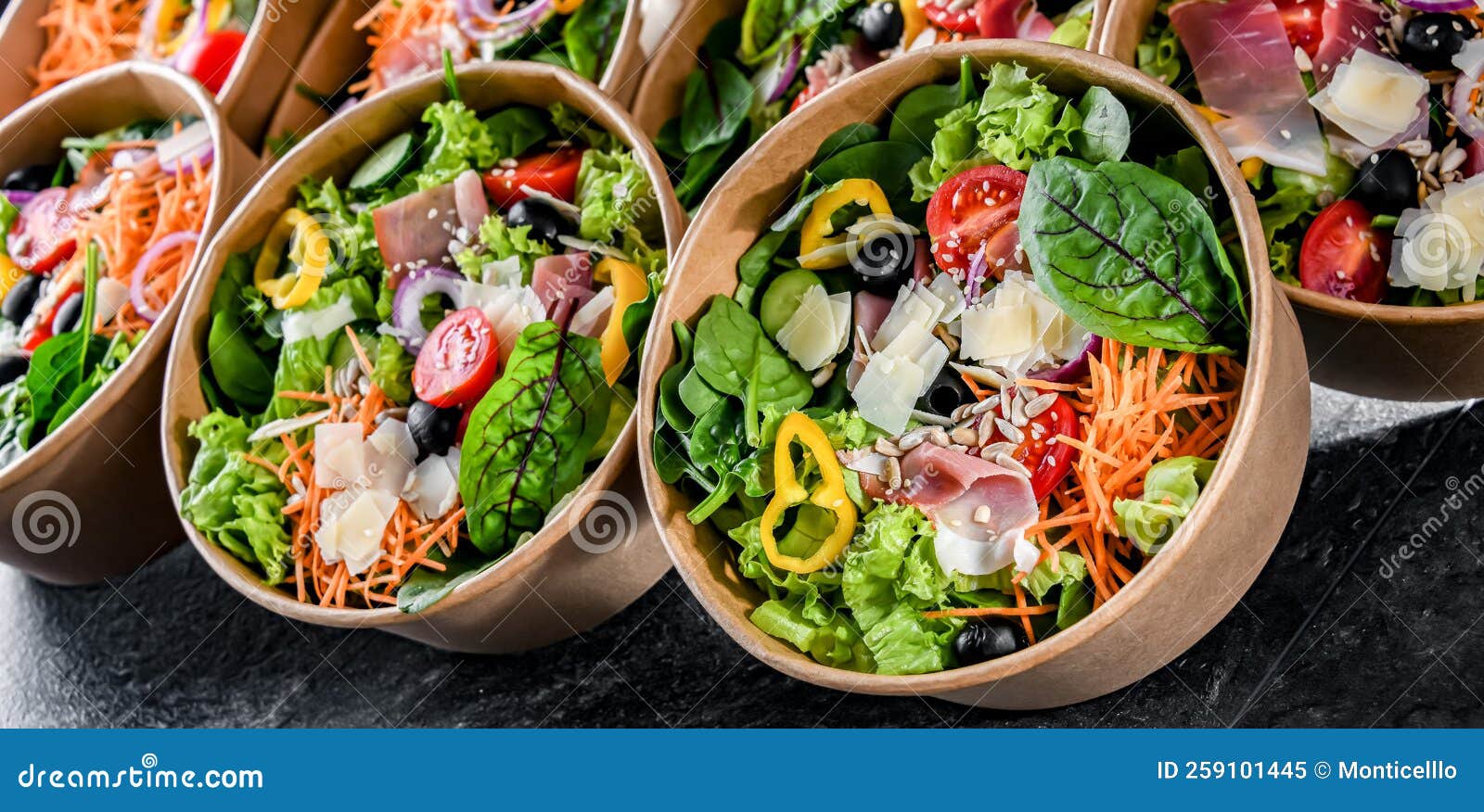 Paper Boxes with Pre-packaged Vegetable Salads Ready for Sale Stock ...