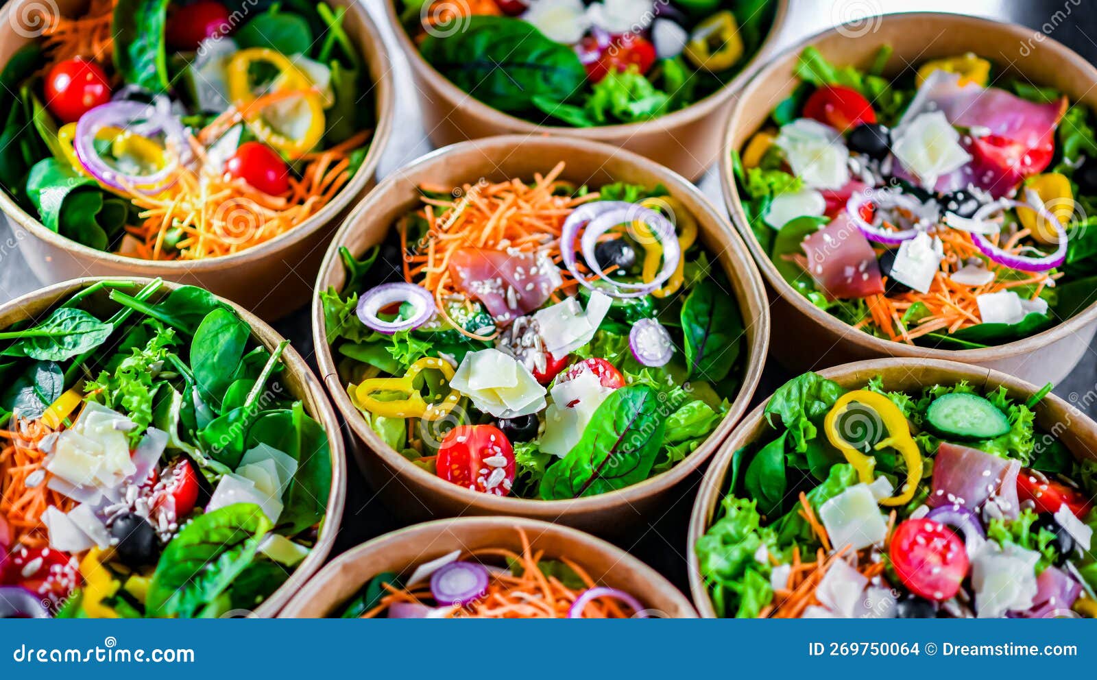 Paper Boxes with Pre-packaged Vegetable Salads Ready for Sale Stock ...