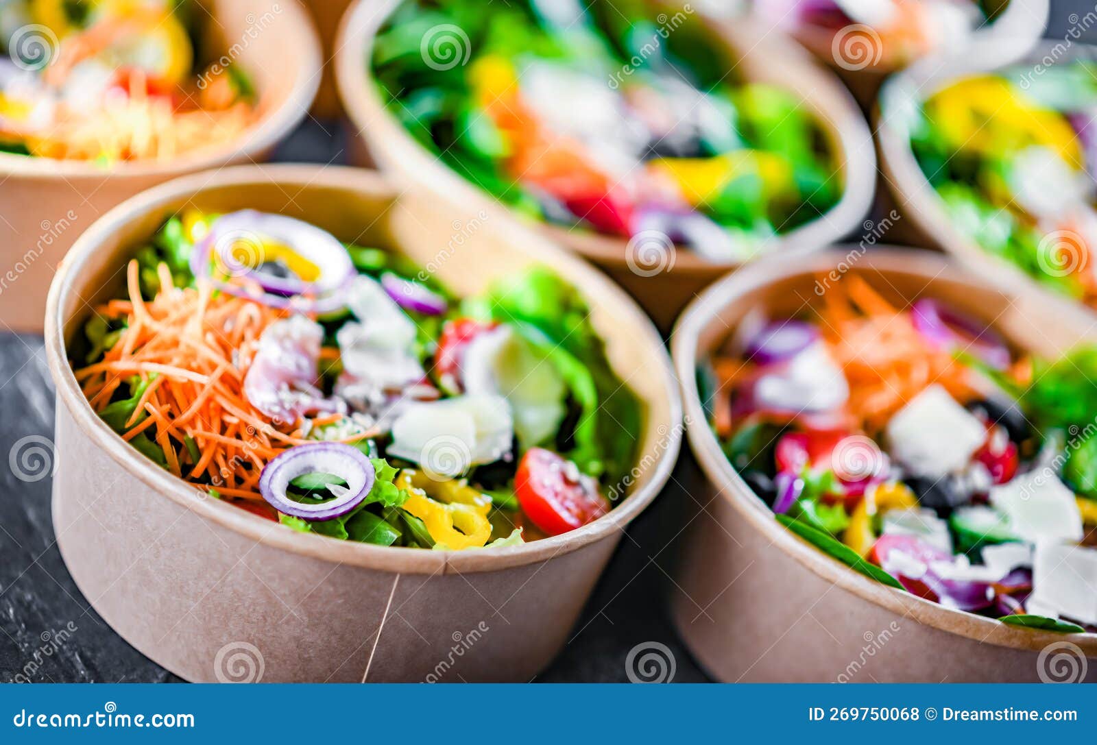 Paper Boxes with Pre-packaged Vegetable Salads Ready for Sale Stock ...