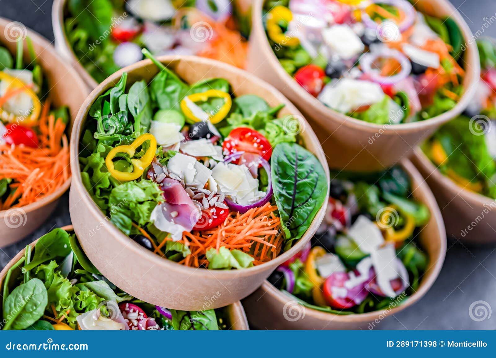 Paper Boxes with Pre-packaged Vegetable Salads Ready for Sale Stock ...