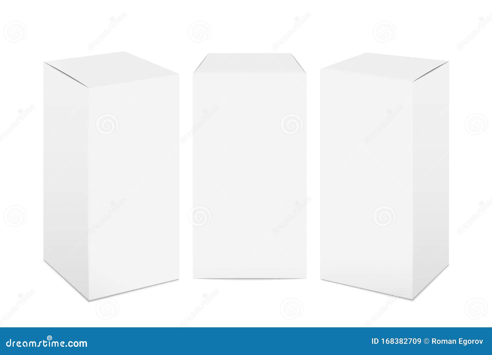 Paper Boxes. Realistic Tall White Cardboard Package Mockup, Paper Food ...