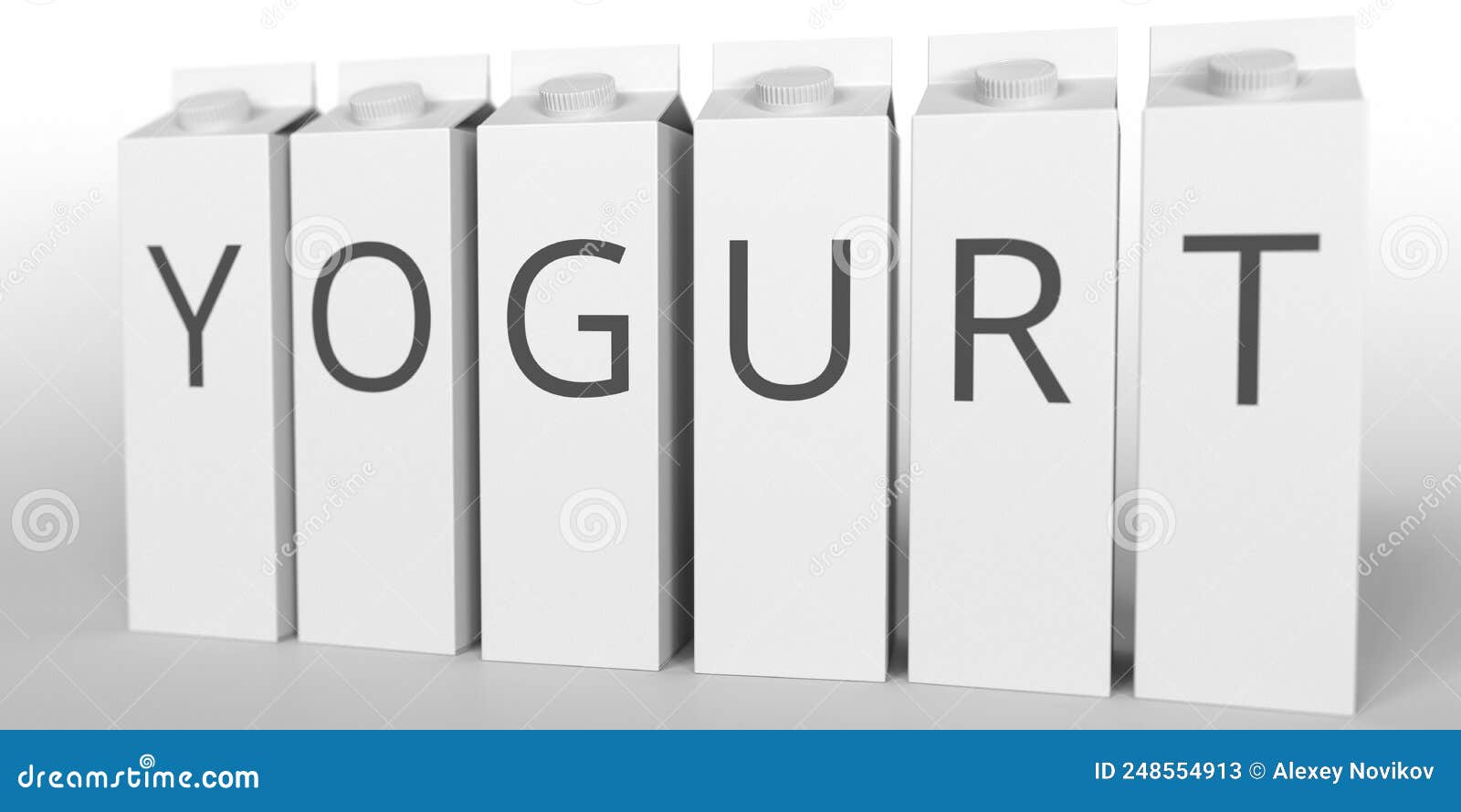 Paper Boxes with YOGURT Text. 3D Rendering Stock Illustration ...