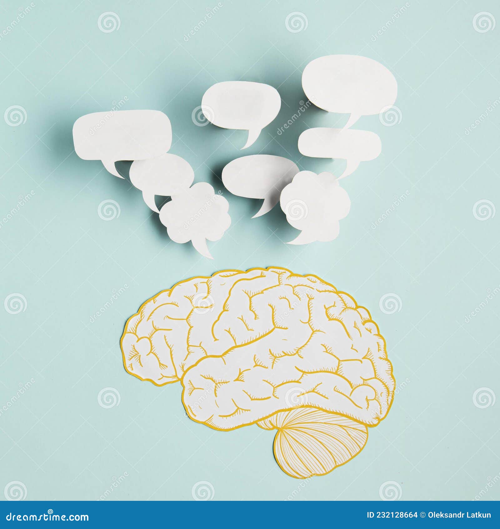 Paper Brain with Chat Bubbles. High Quality Photo Stock Photo - Image ...