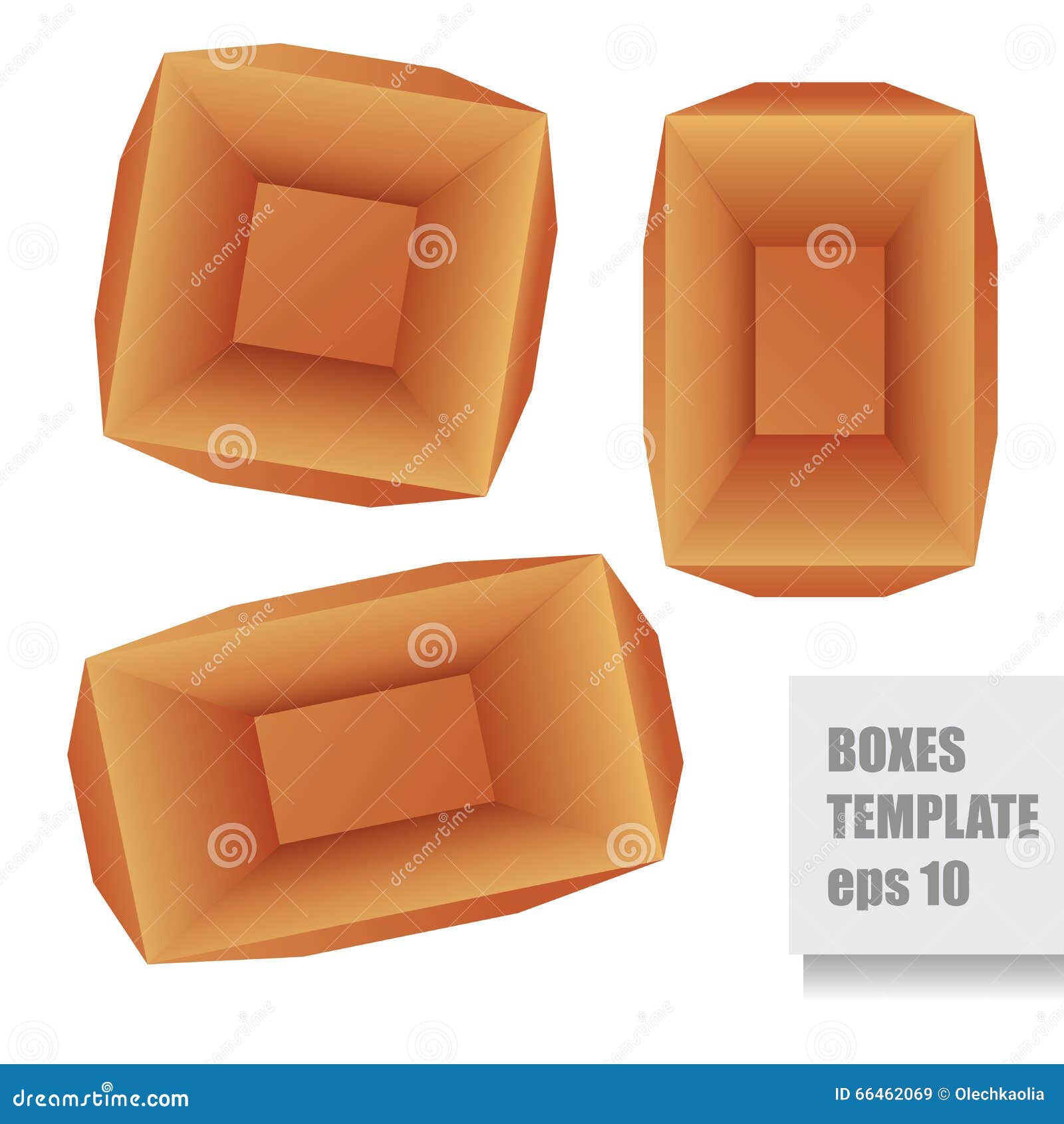 Paper Brown Three Boxes Template, Top View Stock Vector - Illustration ...