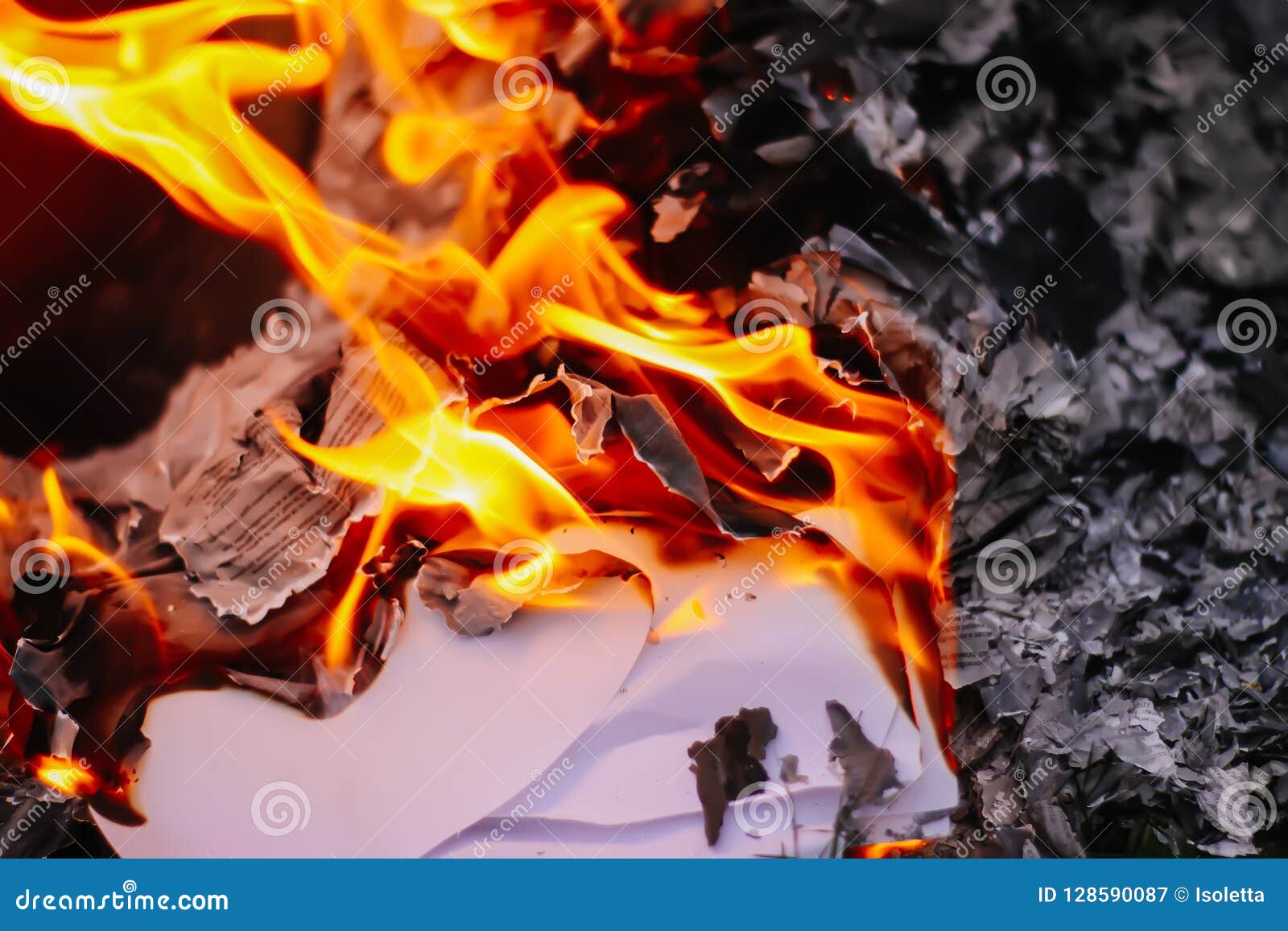 Paper burning outdoors stock image. Image of paper, outdoors - 128590087
