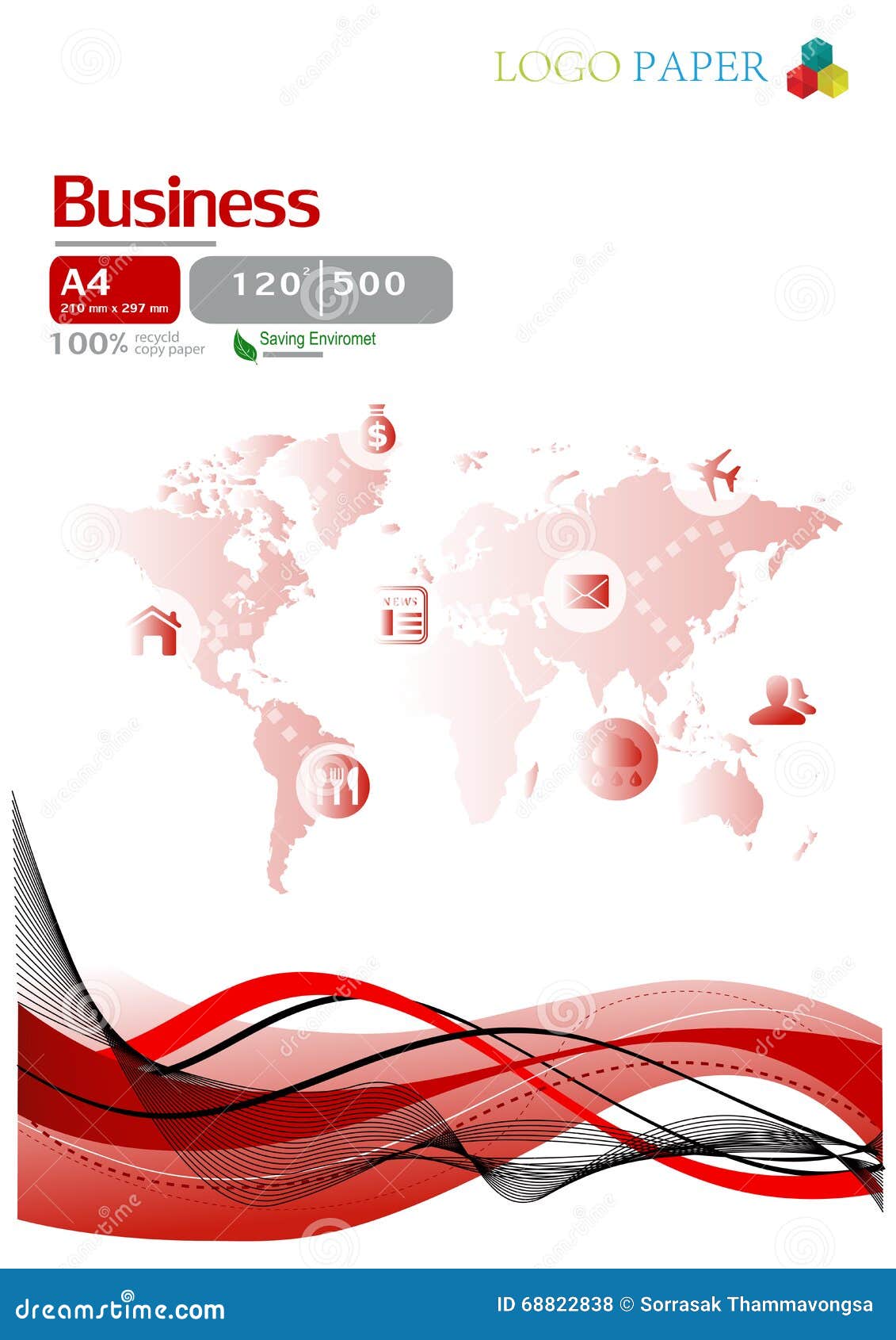 The paper business. stock vector. Illustration of globe - 68822838