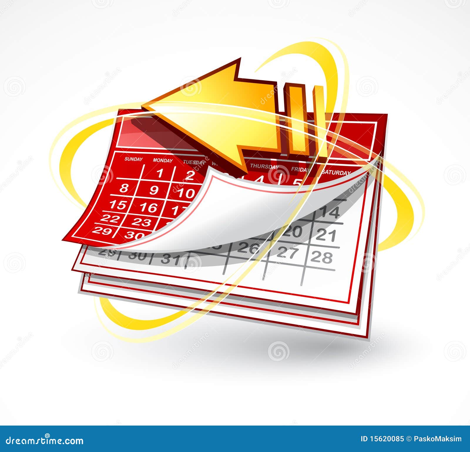 Paper calendar with arrow stock vector. Illustration of icon - 15620085