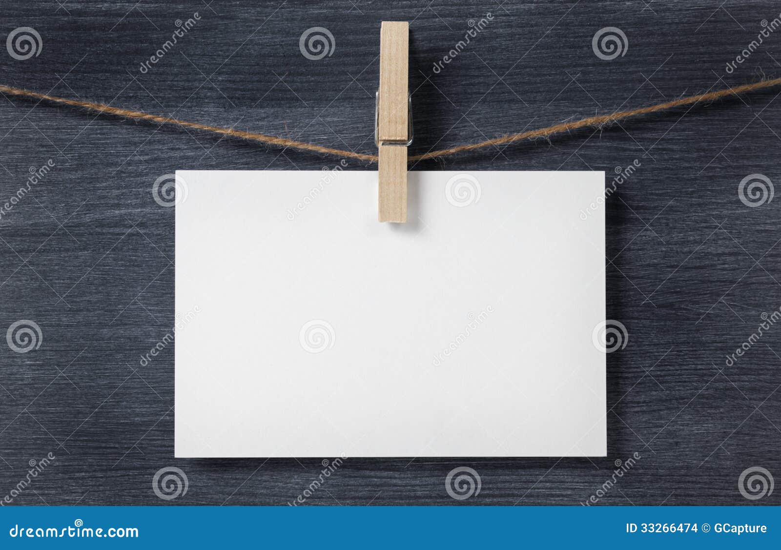Paper Card Hanging on the Rope Stock Photo - Image of wall, note: 33266474