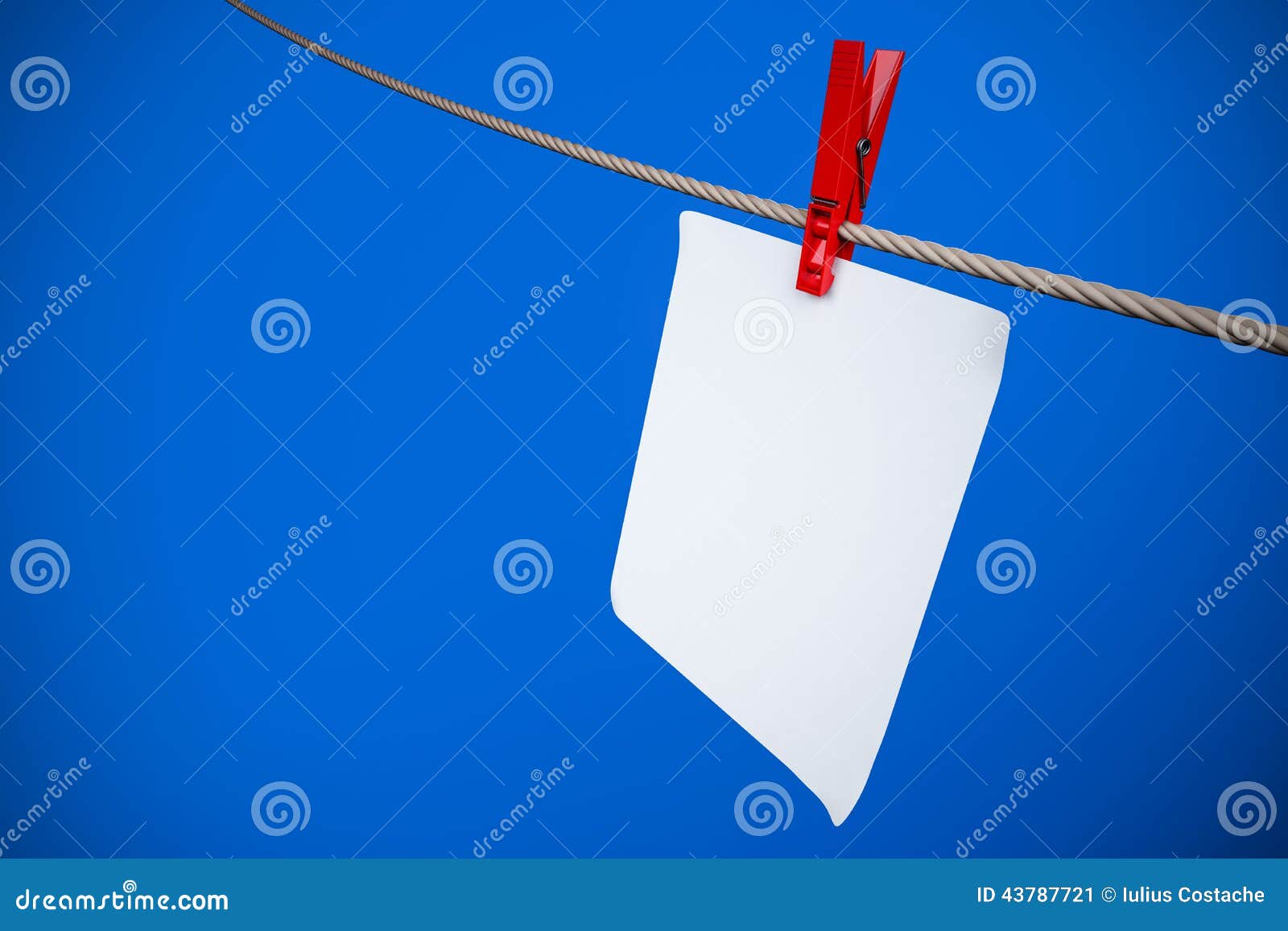 Paper Card Hanging on the Rope Stock Image - Image of clothespin ...