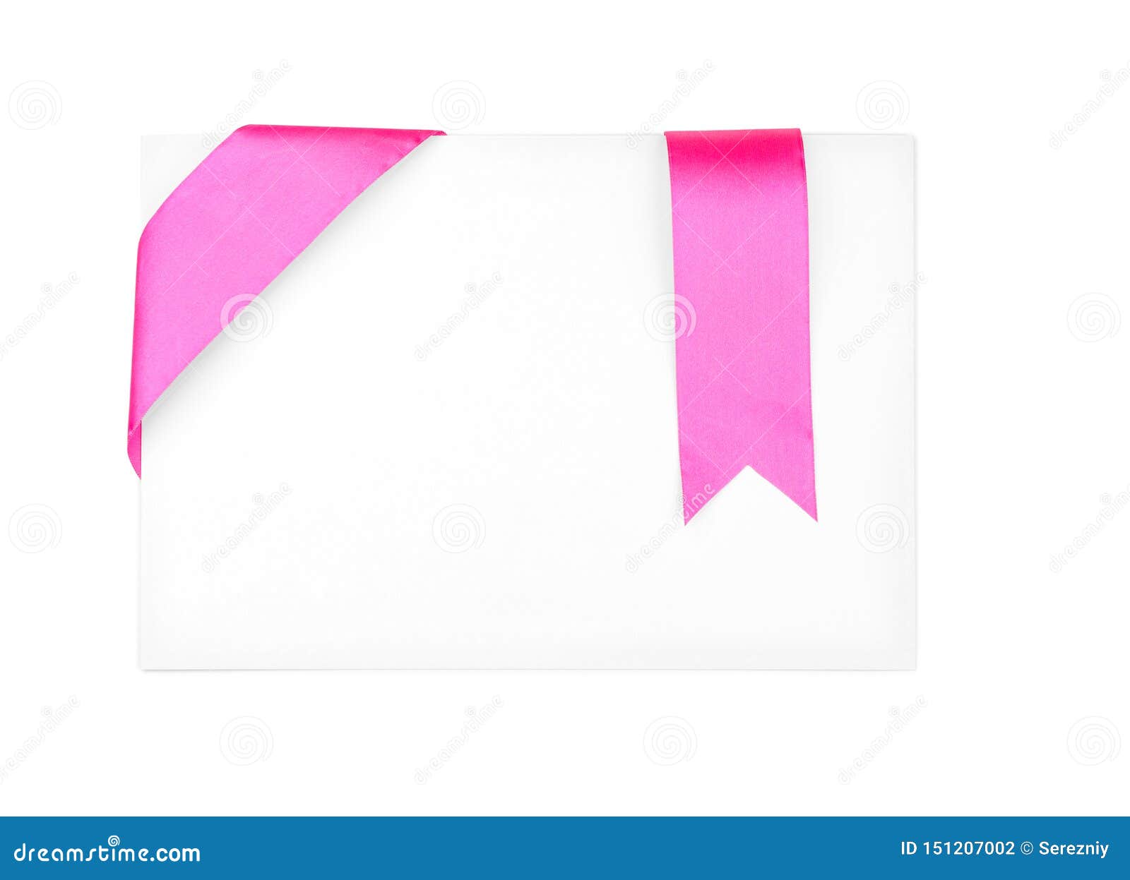 Paper Card with Pink Ribbons on White Background Stock Photo - Image of ...