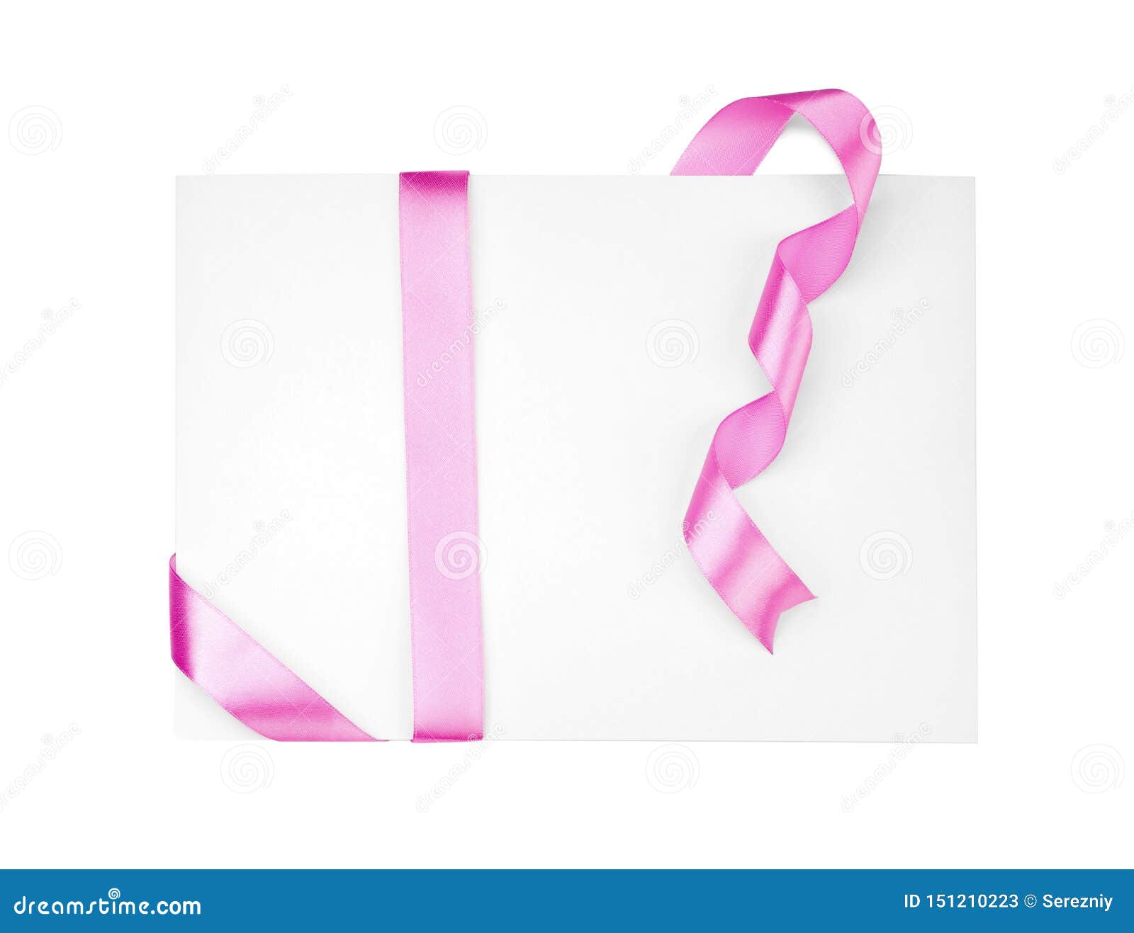 Paper Card with Pink Ribbons on White Background Stock Image - Image of ...