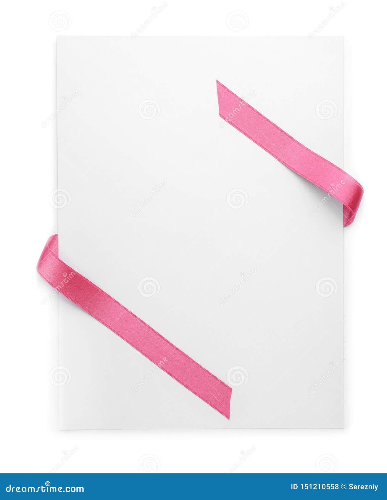 Paper Card with Pink Ribbons on White Background Stock Photo - Image of ...