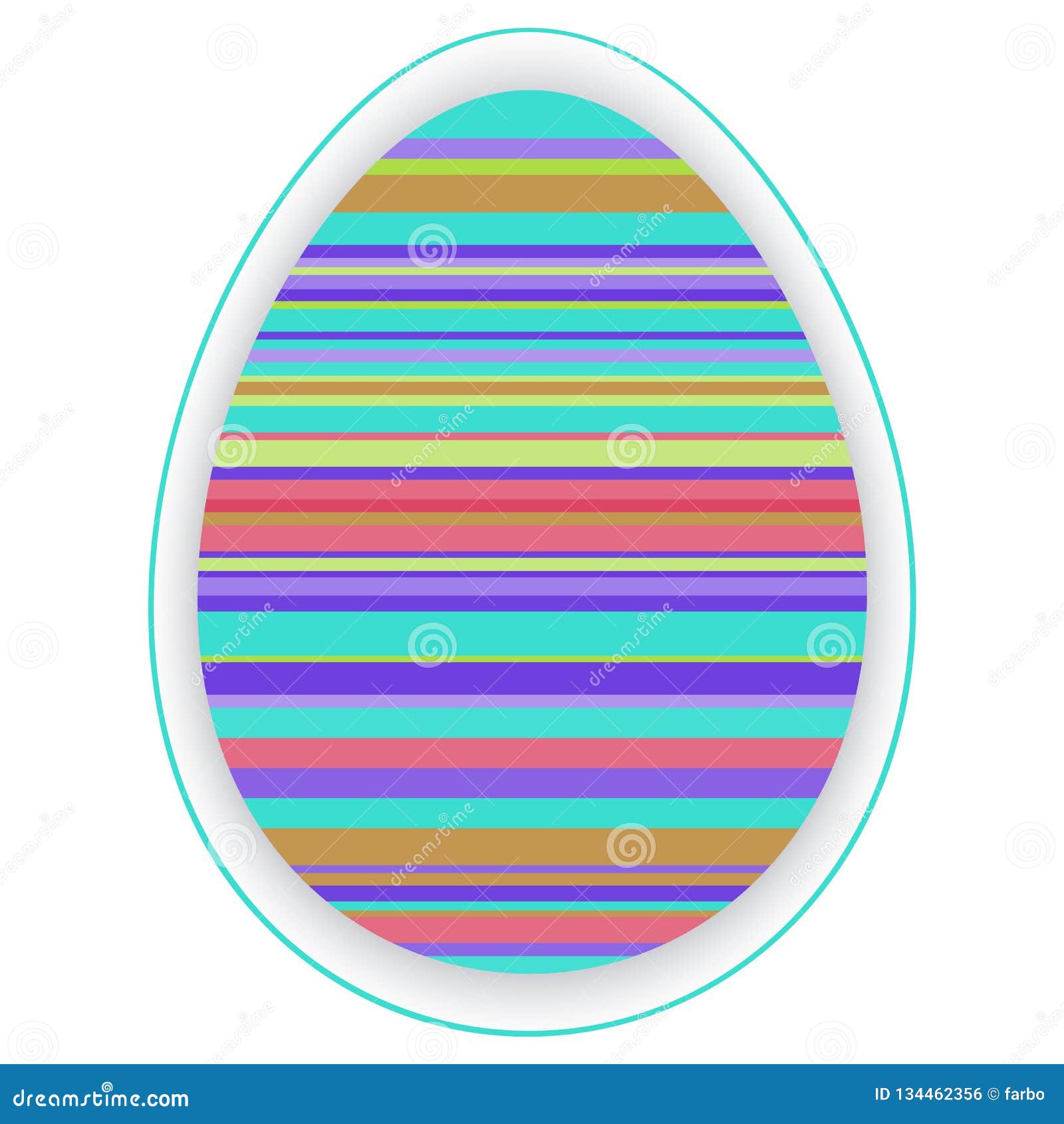 Paper Card Template with Multicolor Striped Easter Egg Stock Vector ...