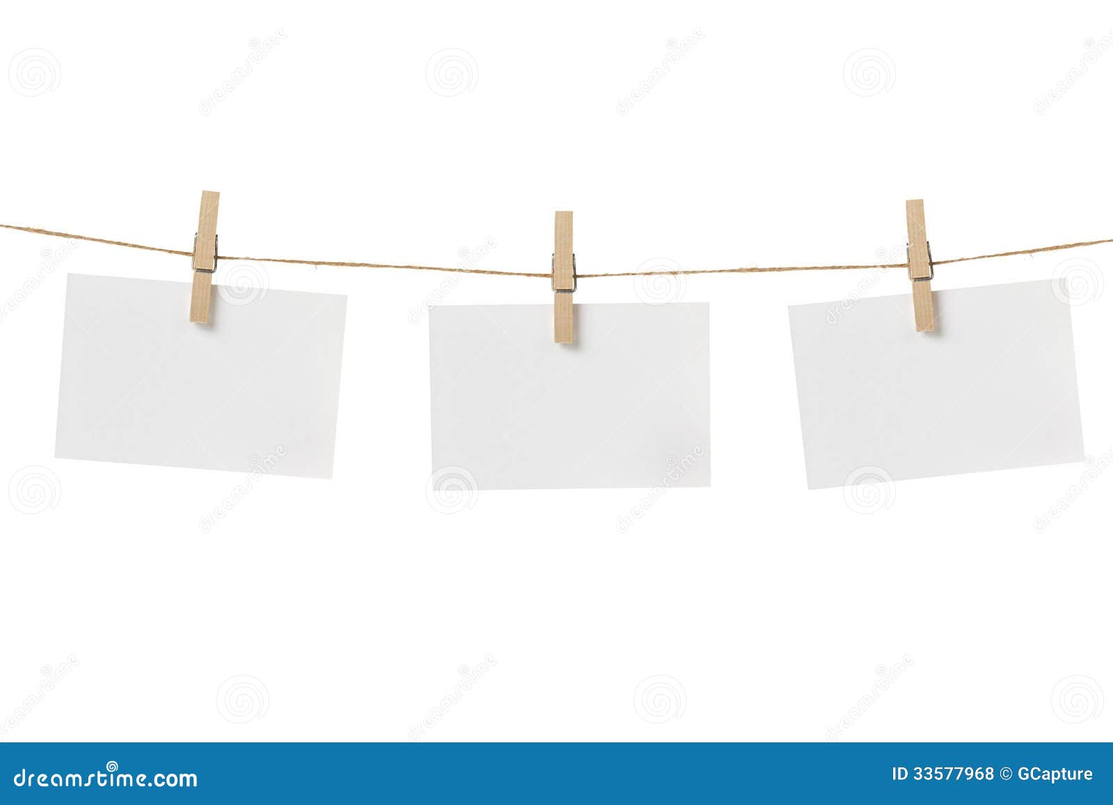 Paper Cards Hanging On The Rope Royalty Free Stock Photos - Image: 33577968