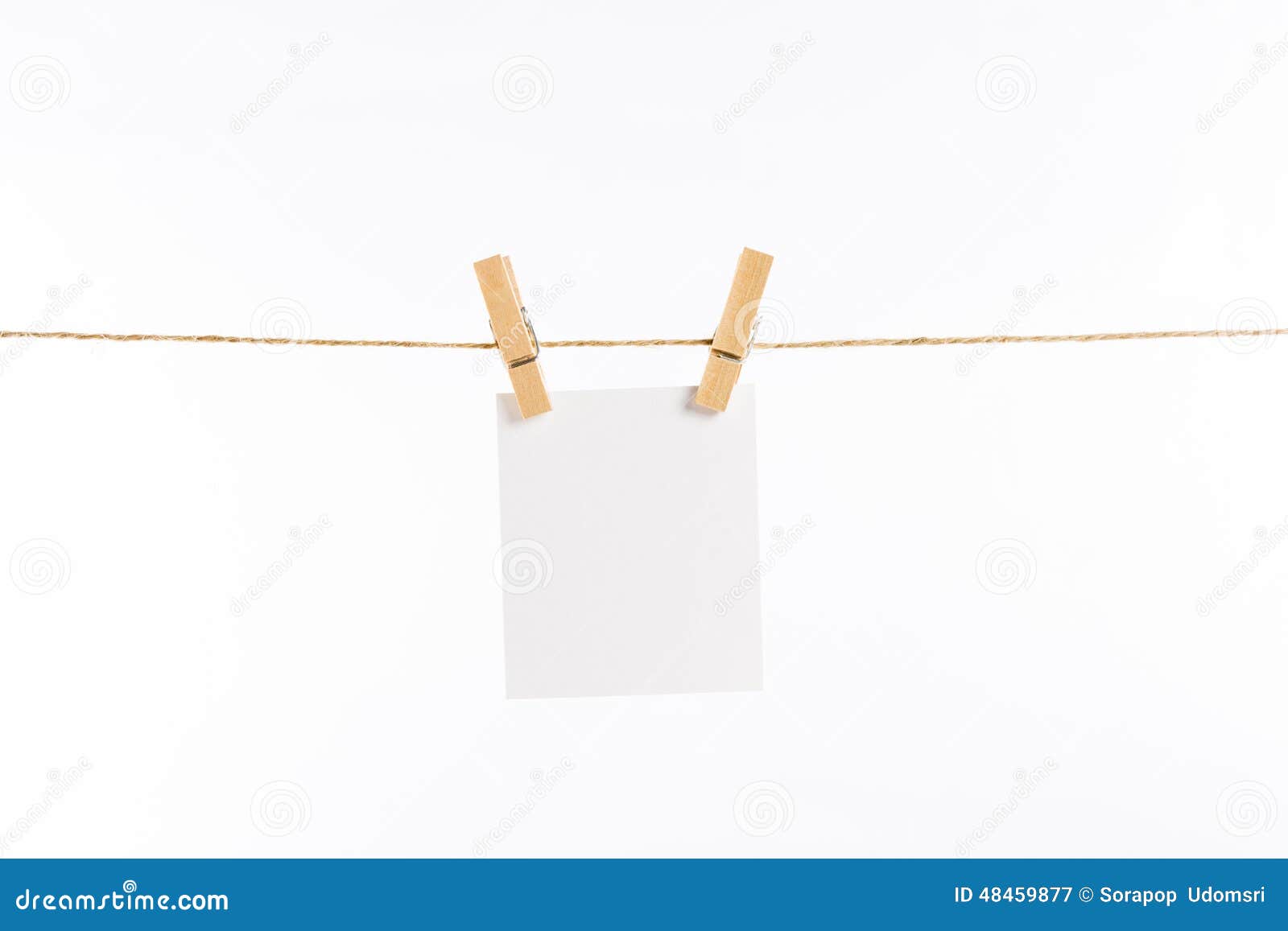 Paper Cards Hanging Rope Isolated Stock Image - Image of frame, rope ...