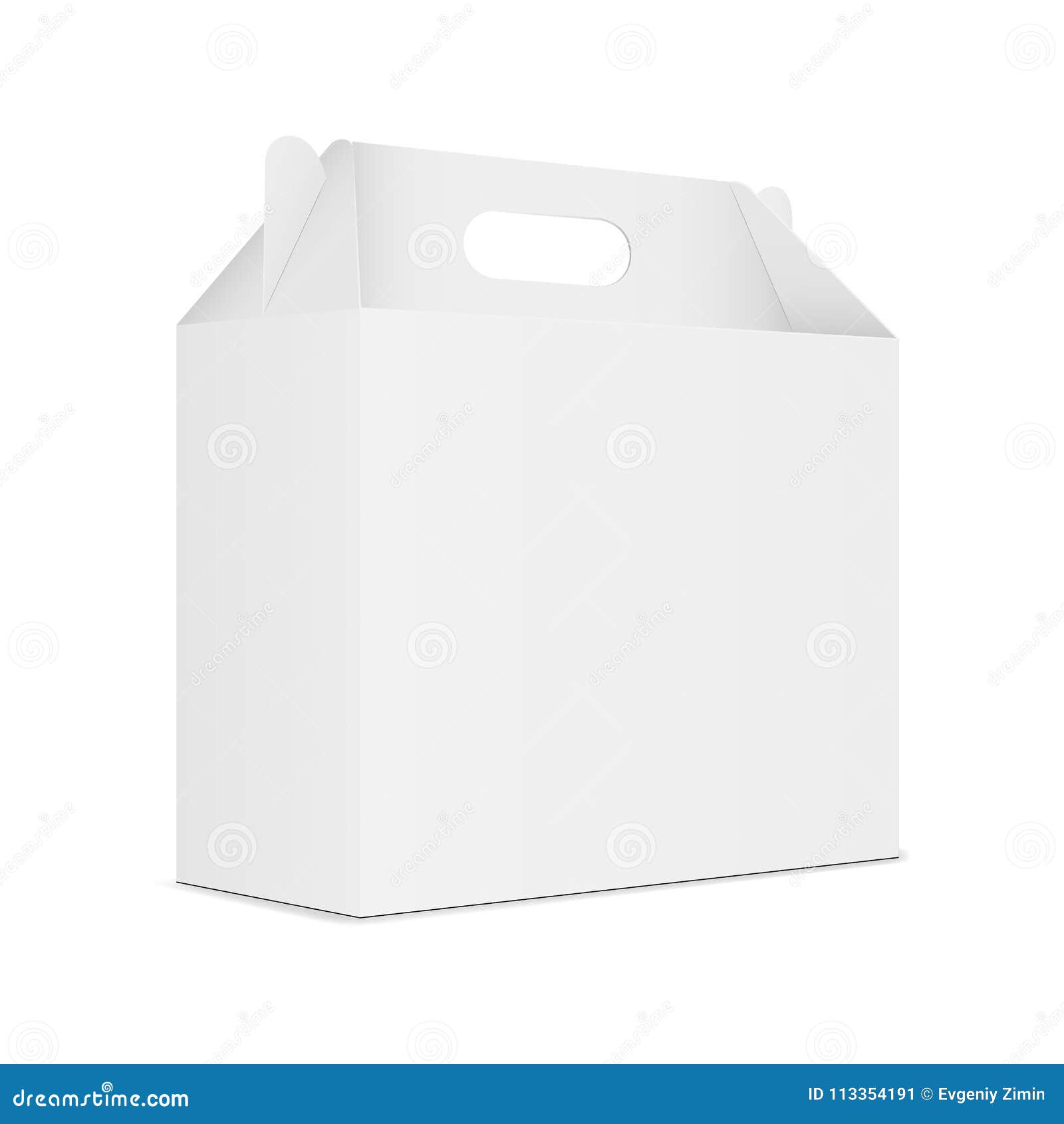 Paper Carton Box with Handle Stock Vector - Illustration of mockup ...