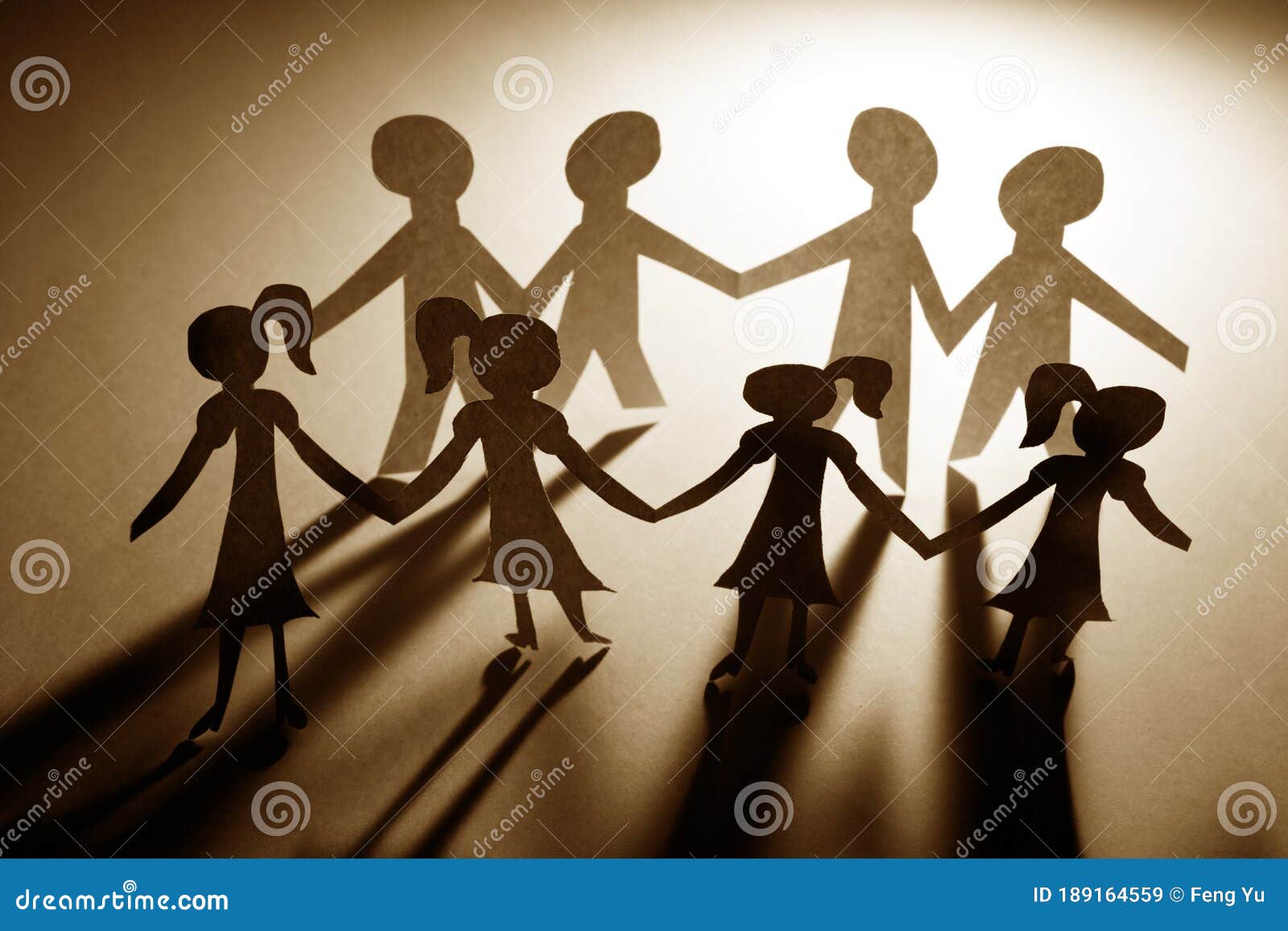 Paper Chain girls and boys stock image. Image of silhouette - 189164559