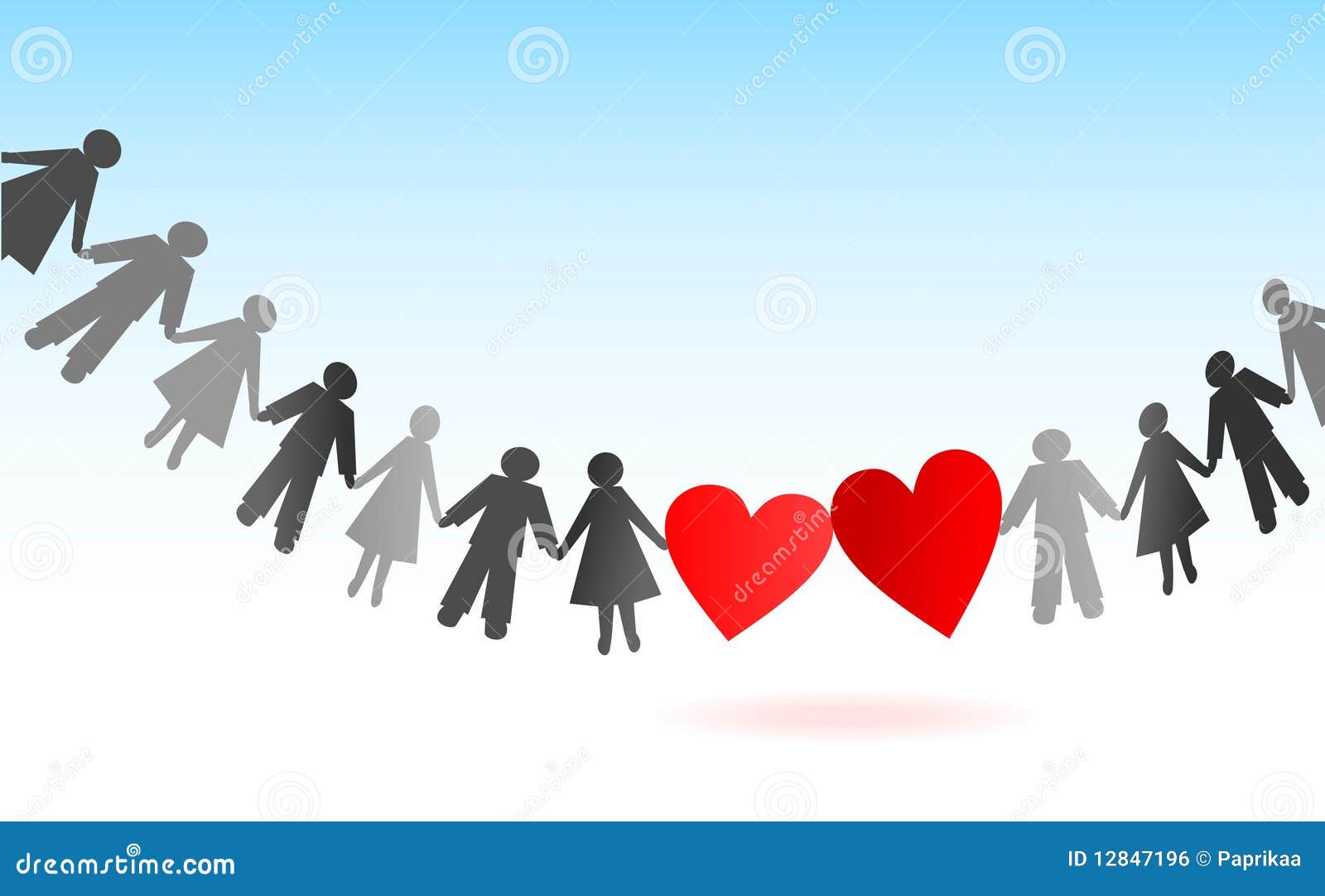 Cut Out Paper Chain Female Figures In Shades Of Orange And Yellow ...