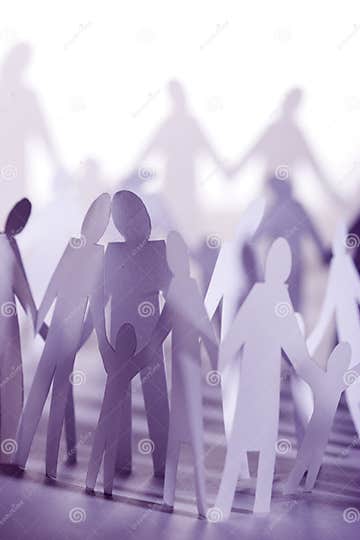 Paper chain people stock image. Image of mother, blue, gray - 665703