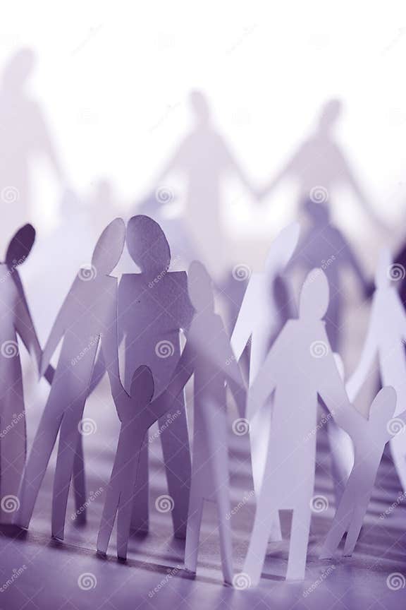 Paper chain people stock image. Image of mother, blue, gray - 665703