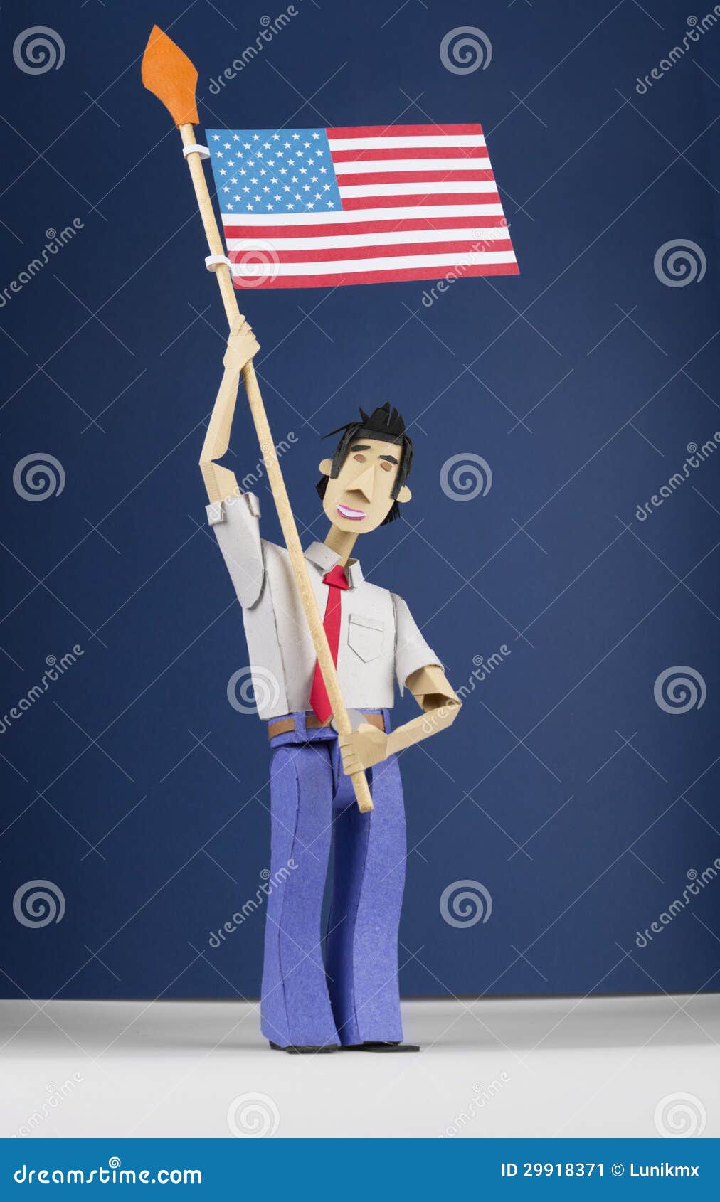 Paper Figurine Holding USA Flag Stock Image - Image of craft, flag ...