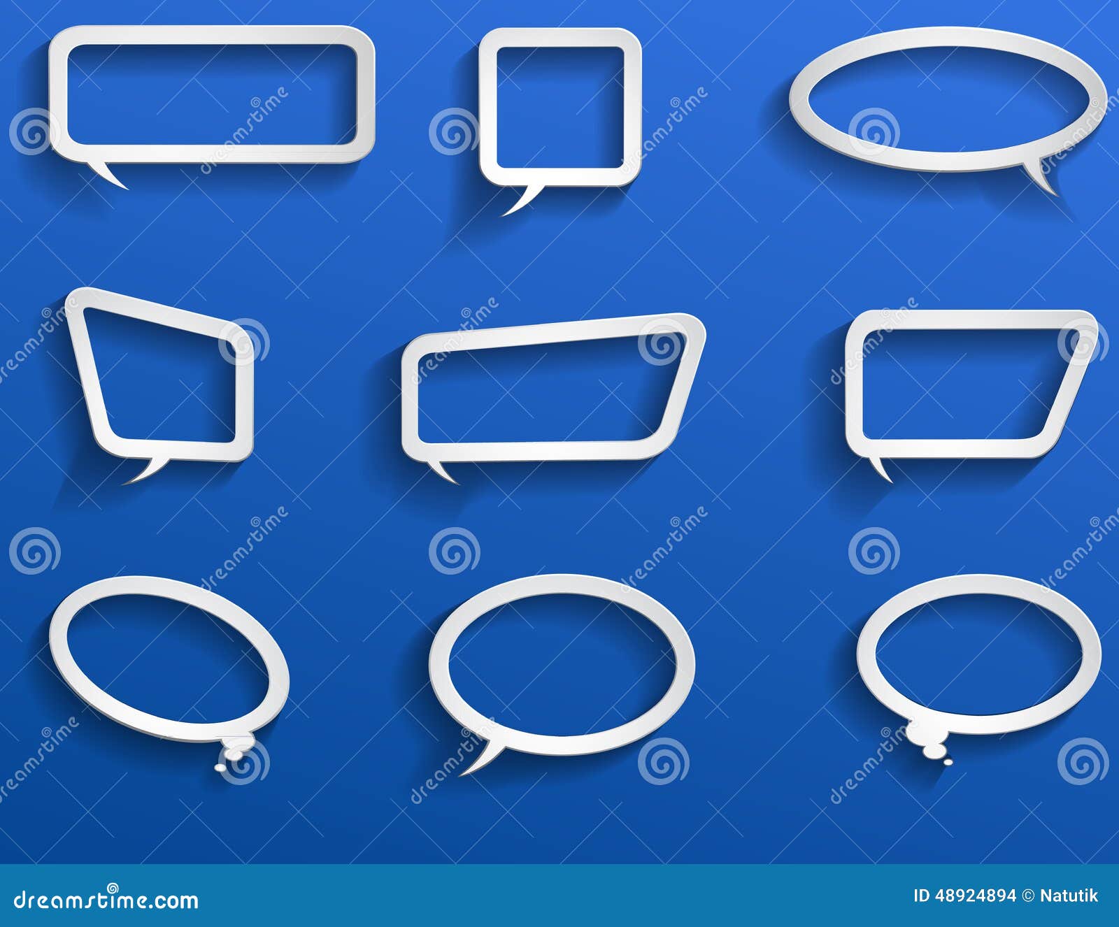 Paper Chat Elements on Blue Stock Vector - Illustration of origami ...