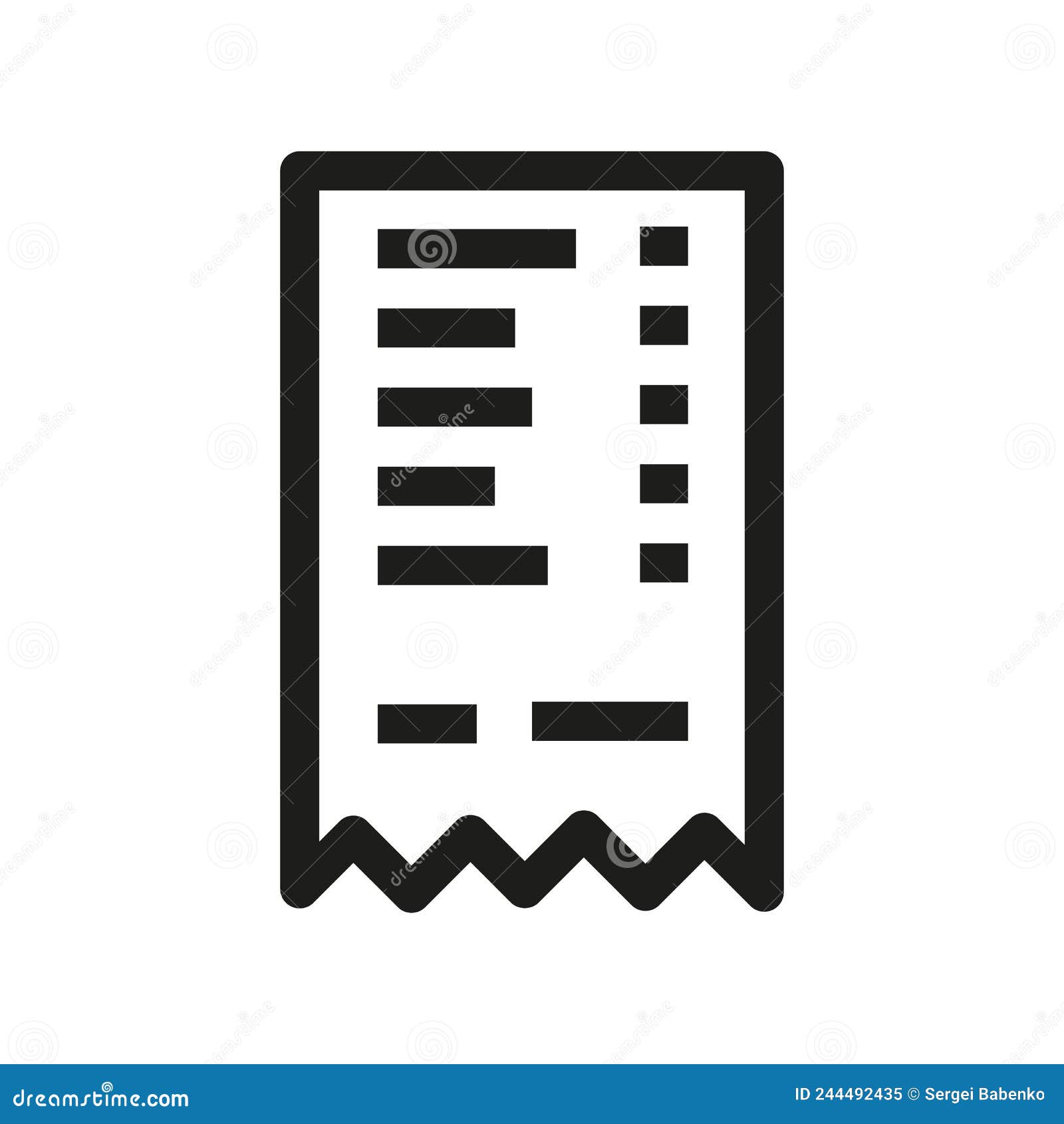 Paper Check Icon in Outline Style on White Background. Stock Vector ...