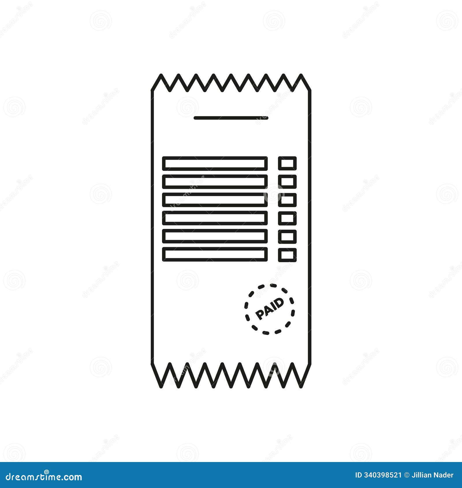 Paper Check Receipt Icon Flat Line Symbol Set Stock Illustration ...