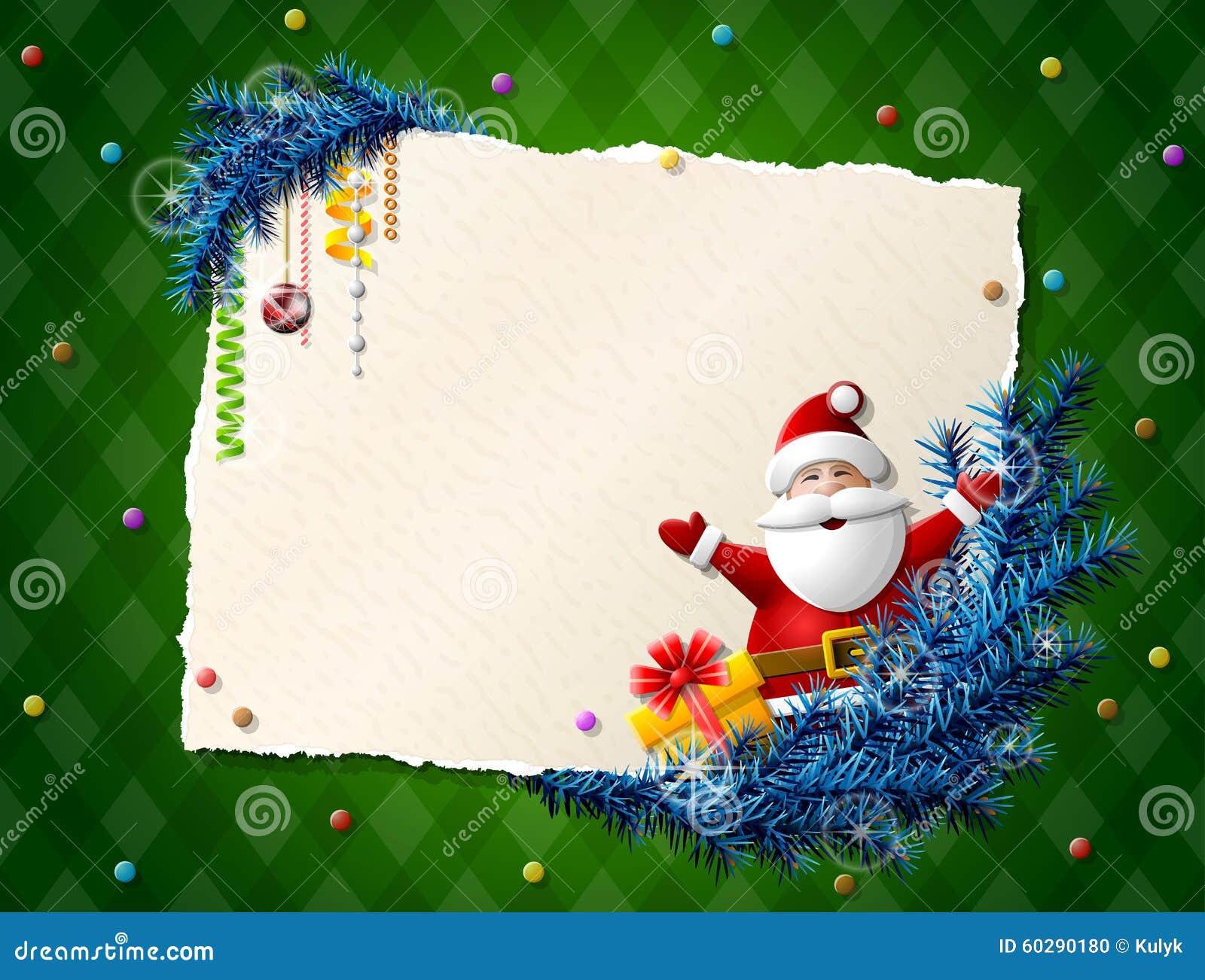 Paper for Christmas List with Santa Claus and Gift Stock Vector ...