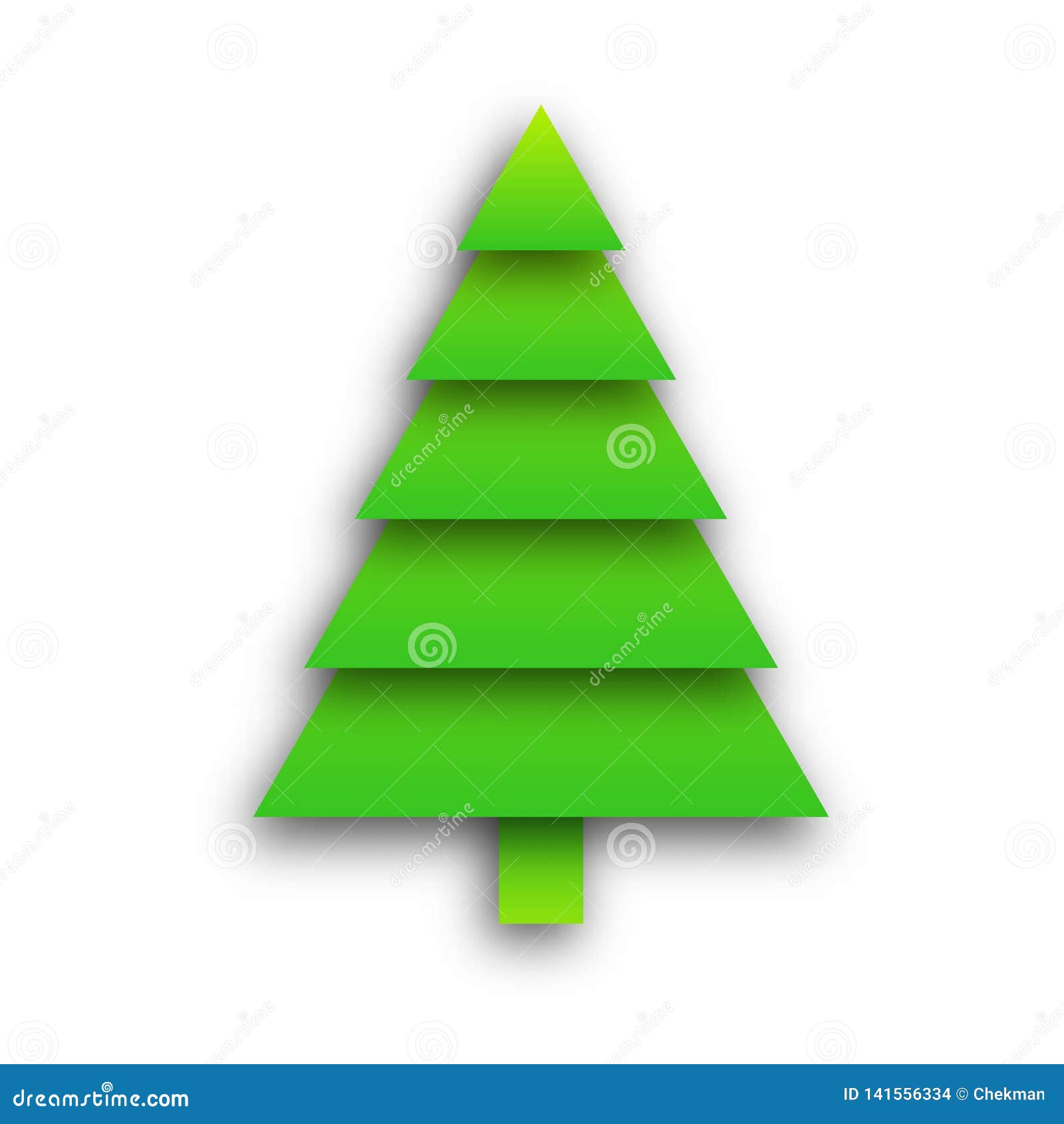 Paper Christmas Tree with Shadow. Vector Illustration Stock ...
