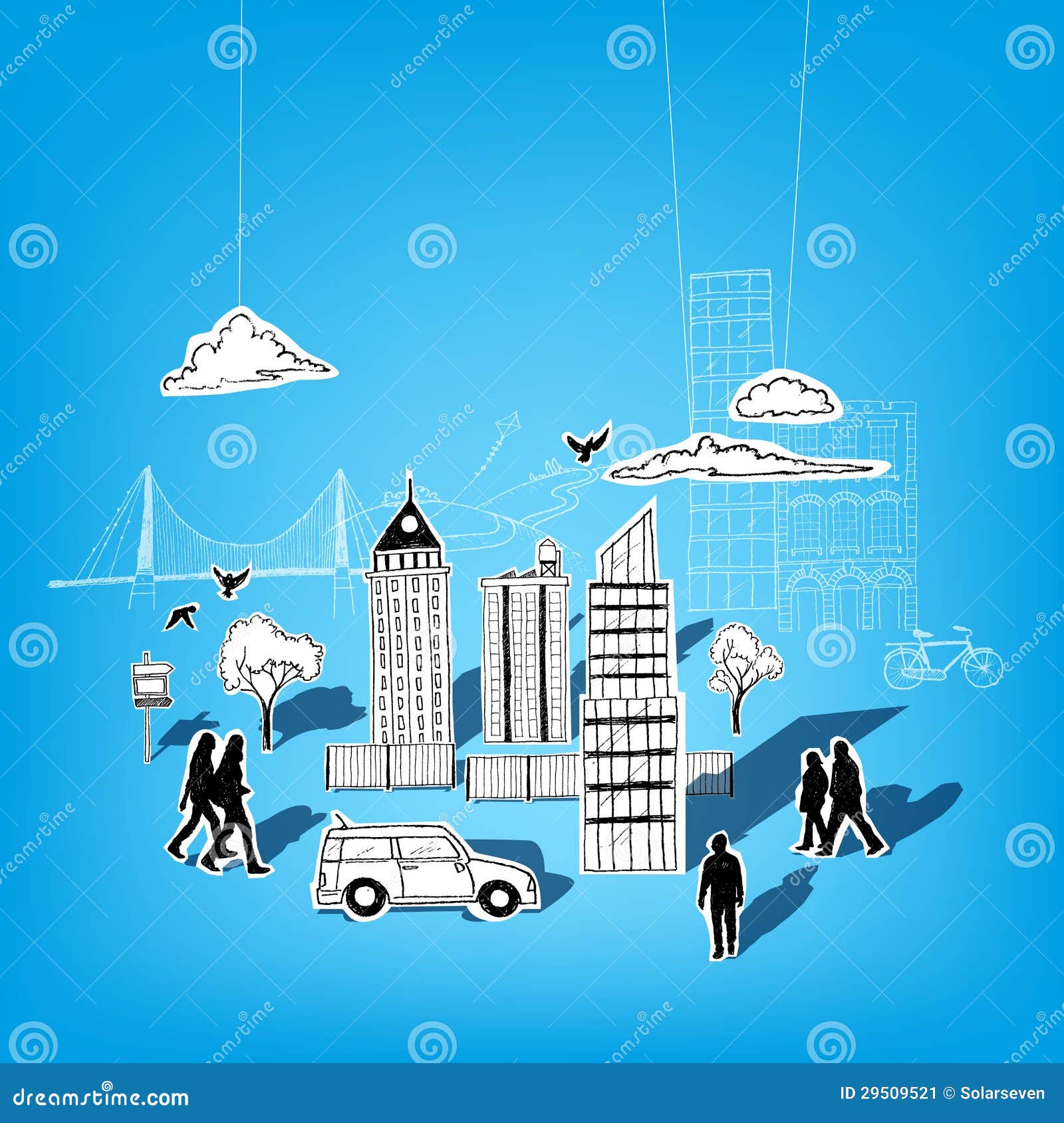 Paper City Vector stock vector. Illustration of busy - 29509521