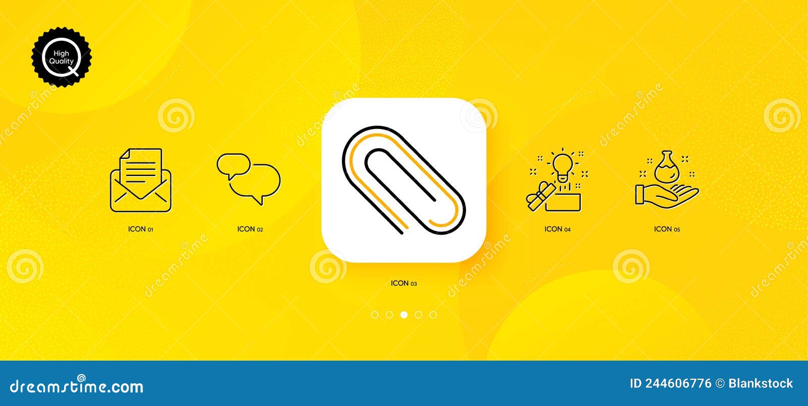 Paper Clip, Chat Message and Creative Idea Minimal Line Icons. for Web ...