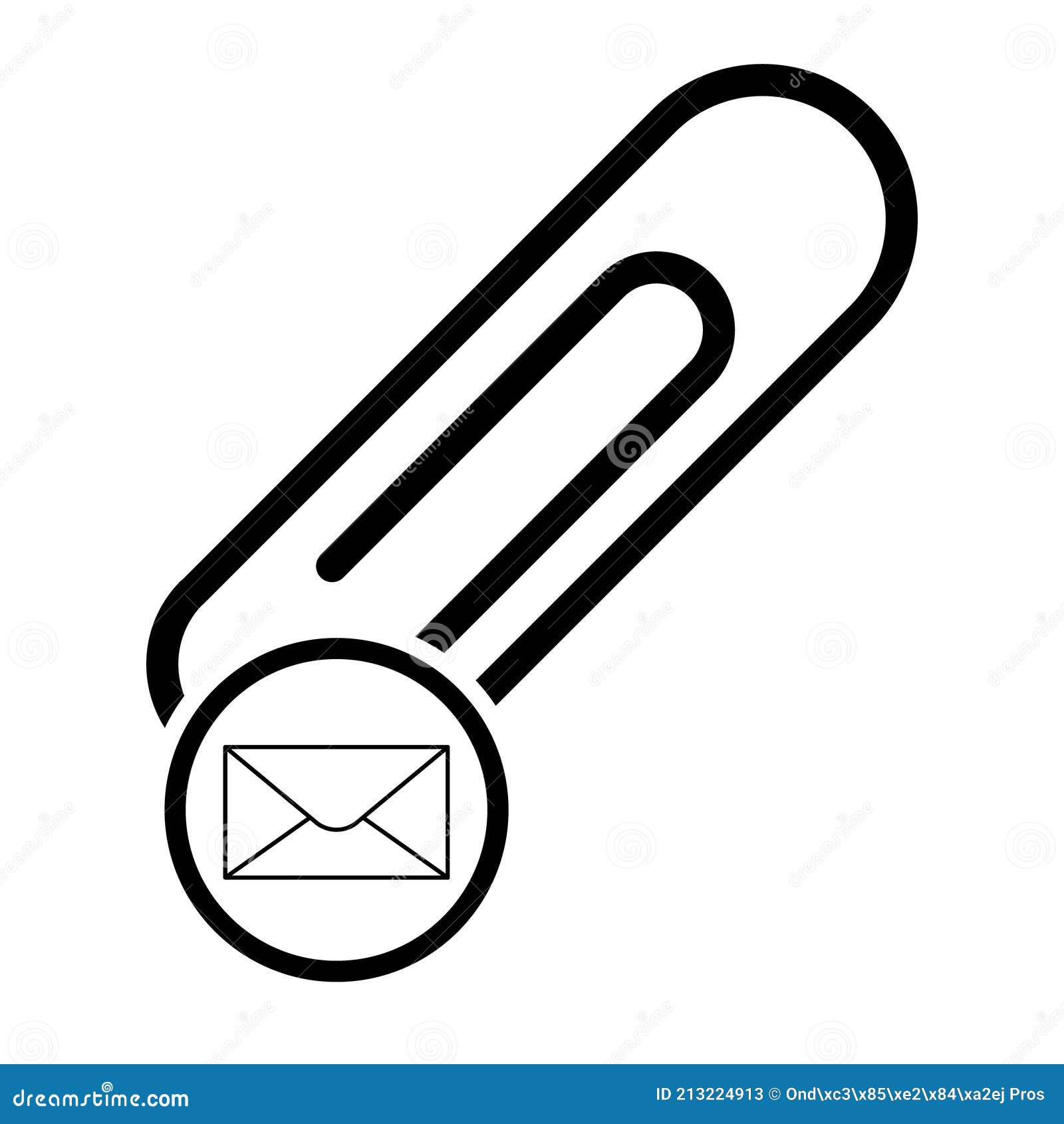 Paper Clip with Envelope, Black Color Isolated on White Background ...