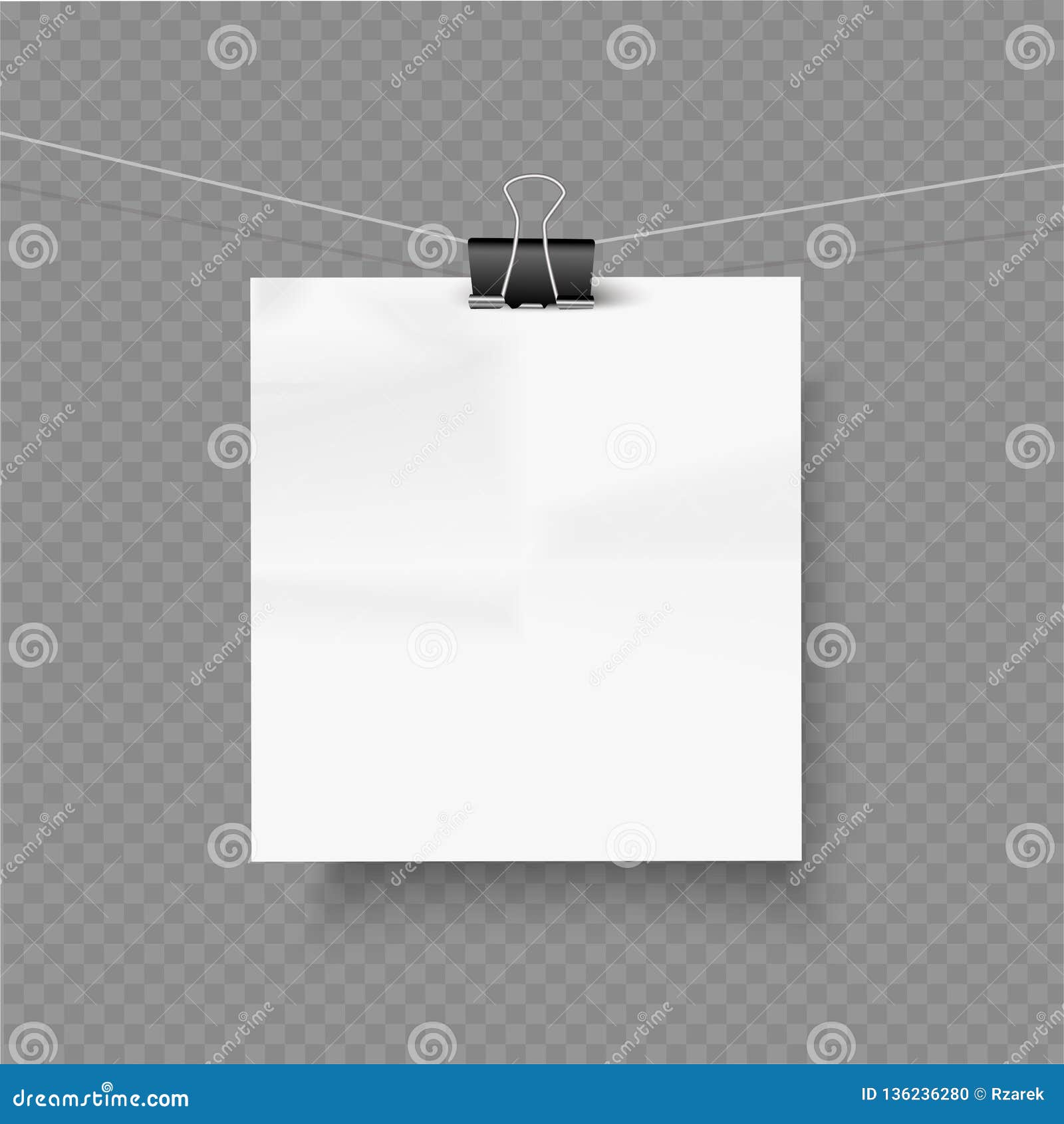 Vector Paper Hanging with Paper Clip on Transparent Background ...