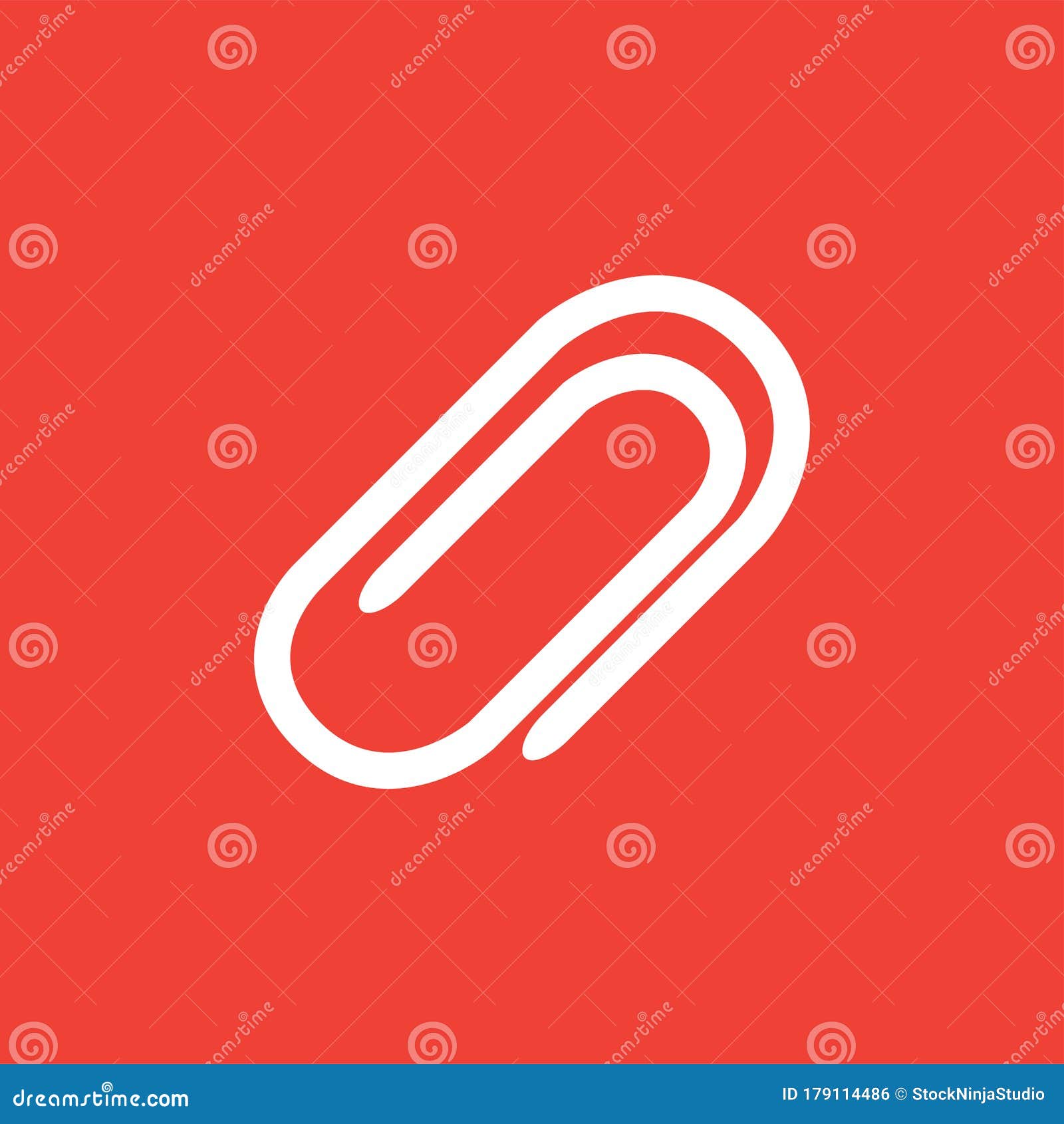 Paper Clip Icon on Red Background. Red Flat Style Vector Illustration ...