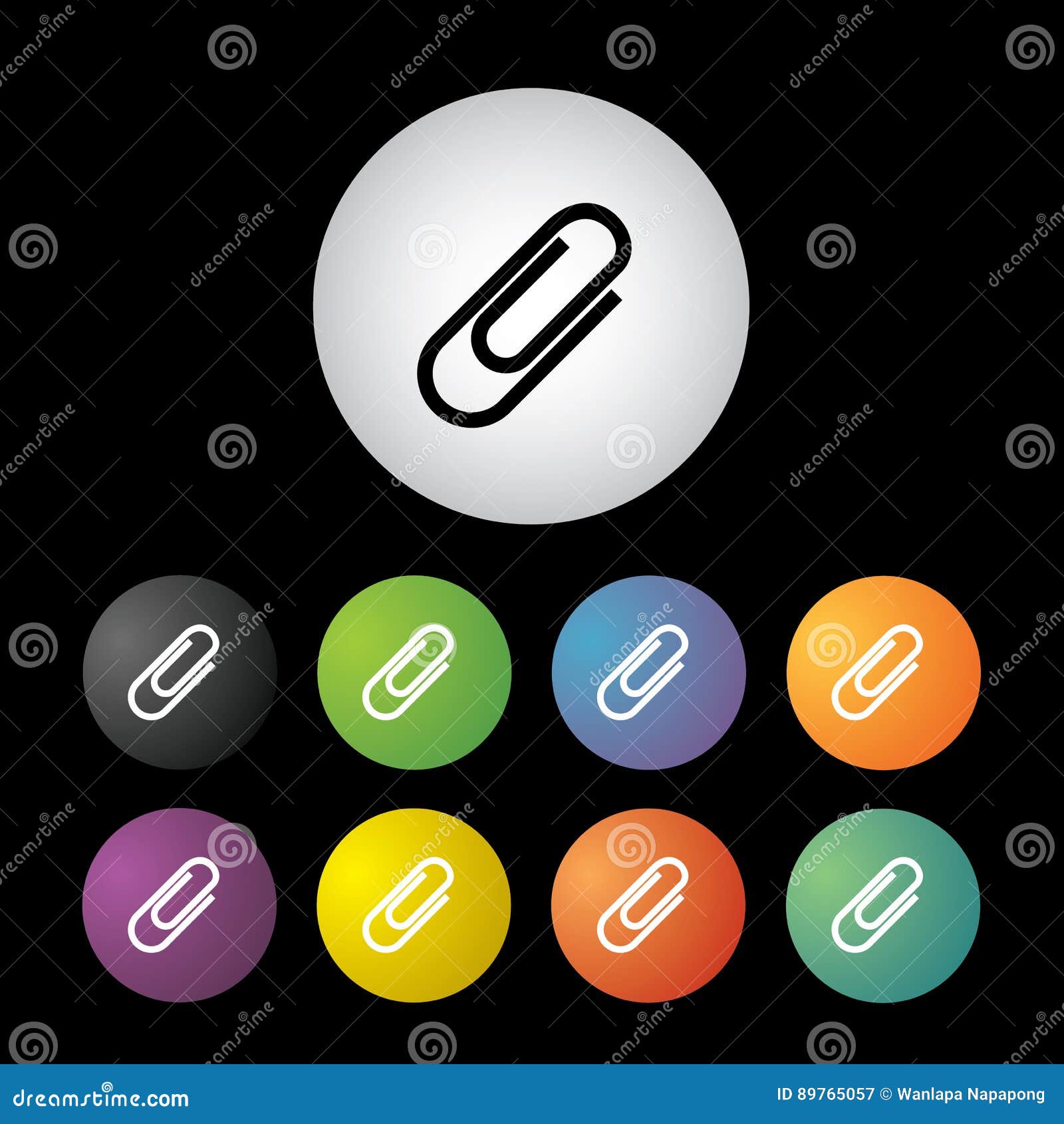 Paper clip icon set stock vector. Illustration of purple - 89765057