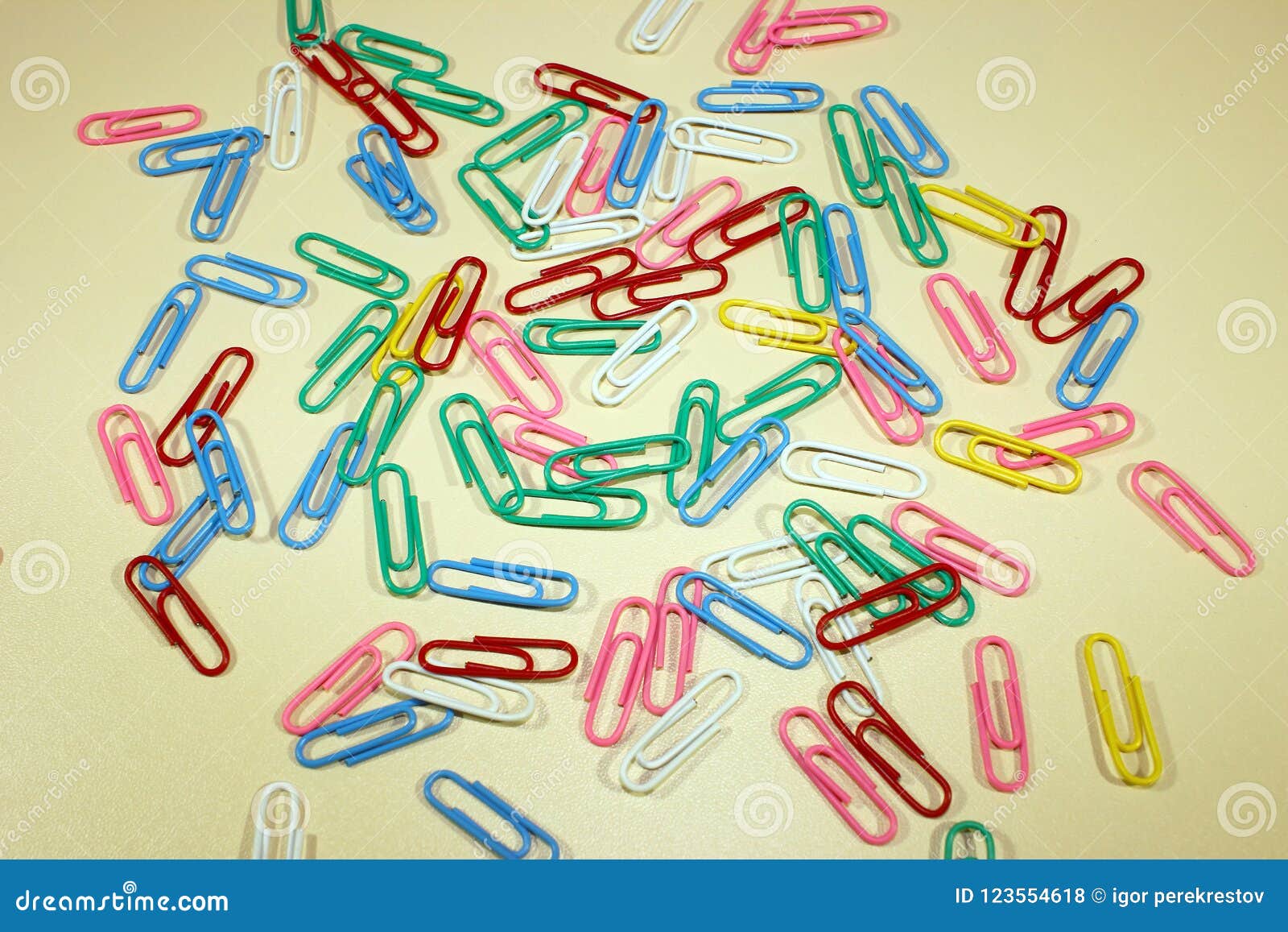 Paper Clip, a Lot of Colored Objects from Above Stock Photo - Image of ...
