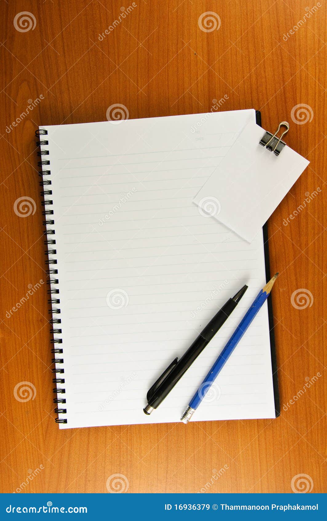 Paper Clip Paper Note Notebook Pen and Pencil Stock Image - Image of ...