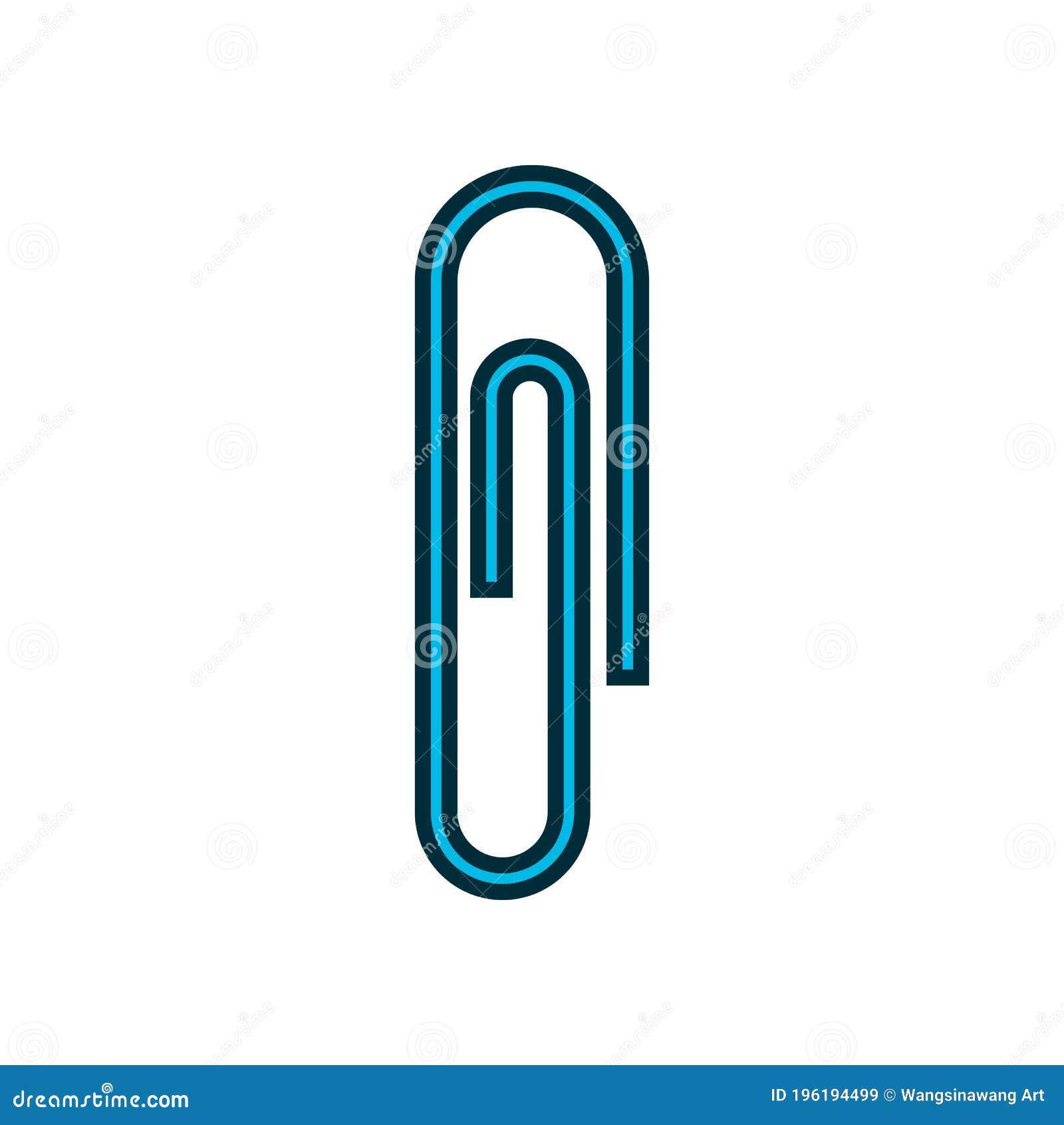 Paper Clip Symbol Blue Icon Vector Illustration Isolated on White ...
