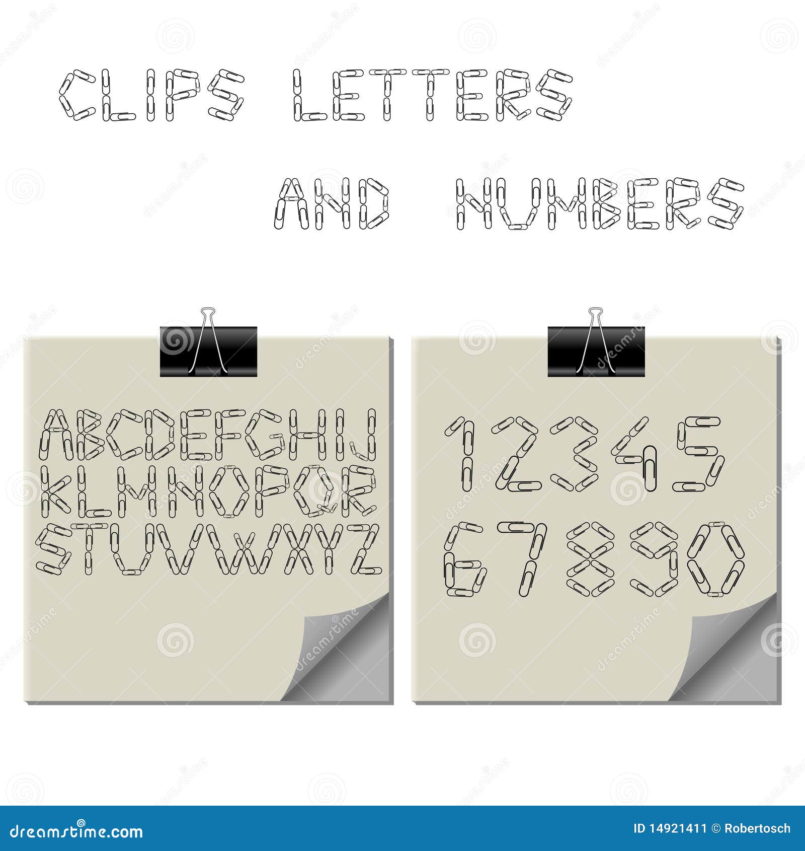 Paper clips alphabet stock vector. Illustration of sticky - 14921411