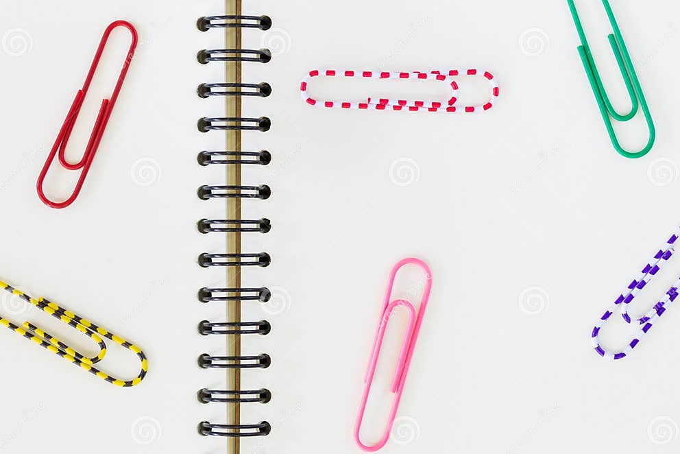 Paper Clips on Blank Notebook Stock Image - Image of board, memo: 94313493
