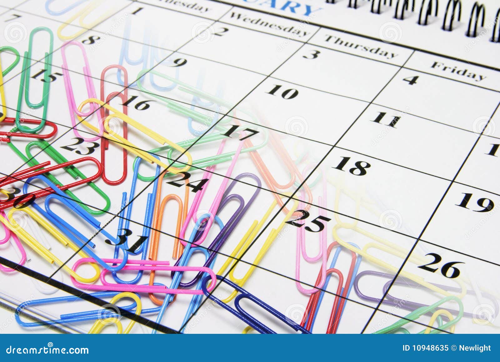 Paper Clips and Calendar stock image. Image of multicolor - 10948635