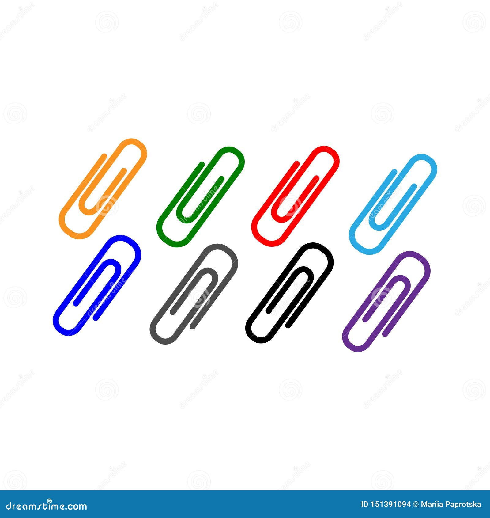 Paper Clips Multicolored. Set Icons.Flat for Design. Stock Vector ...