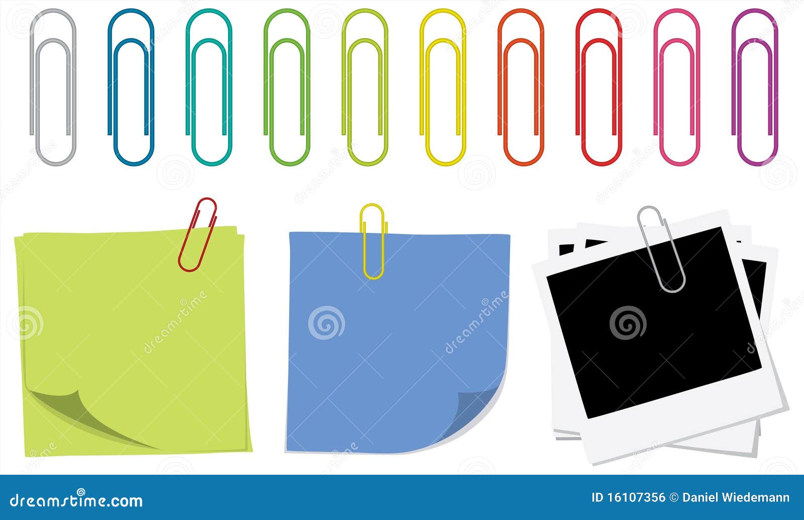 Paper Clips and Notes stock vector. Illustration of colorful - 16107356