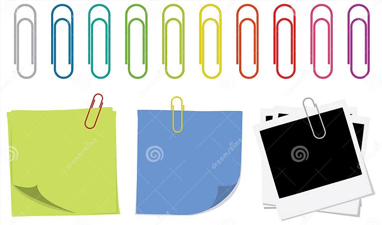 Paper Clips and Notes stock vector. Illustration of colorful - 16107356