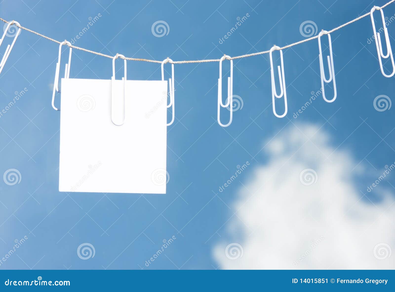 Paper Clips On A Rope With A Note Stock Image - Image of photo, paper ...