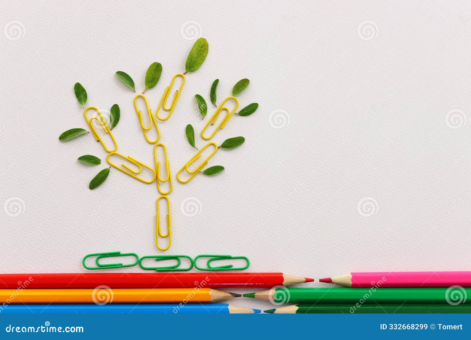 Paper Clips in the Shape of a Tree. Concept of Education, Creativity ...